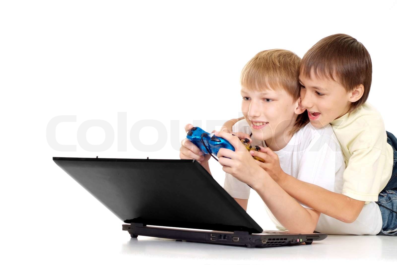 Two funny guys with laptop | Stock image | Colourbox