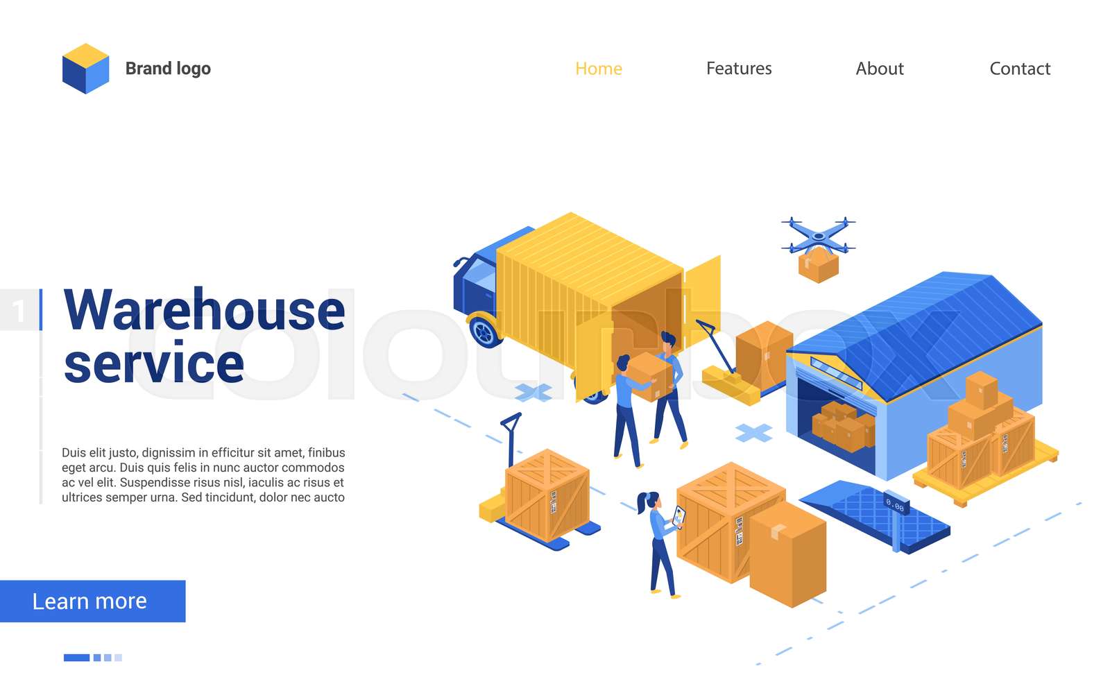Isometric warehouse delivery logistic service vector illustration ...