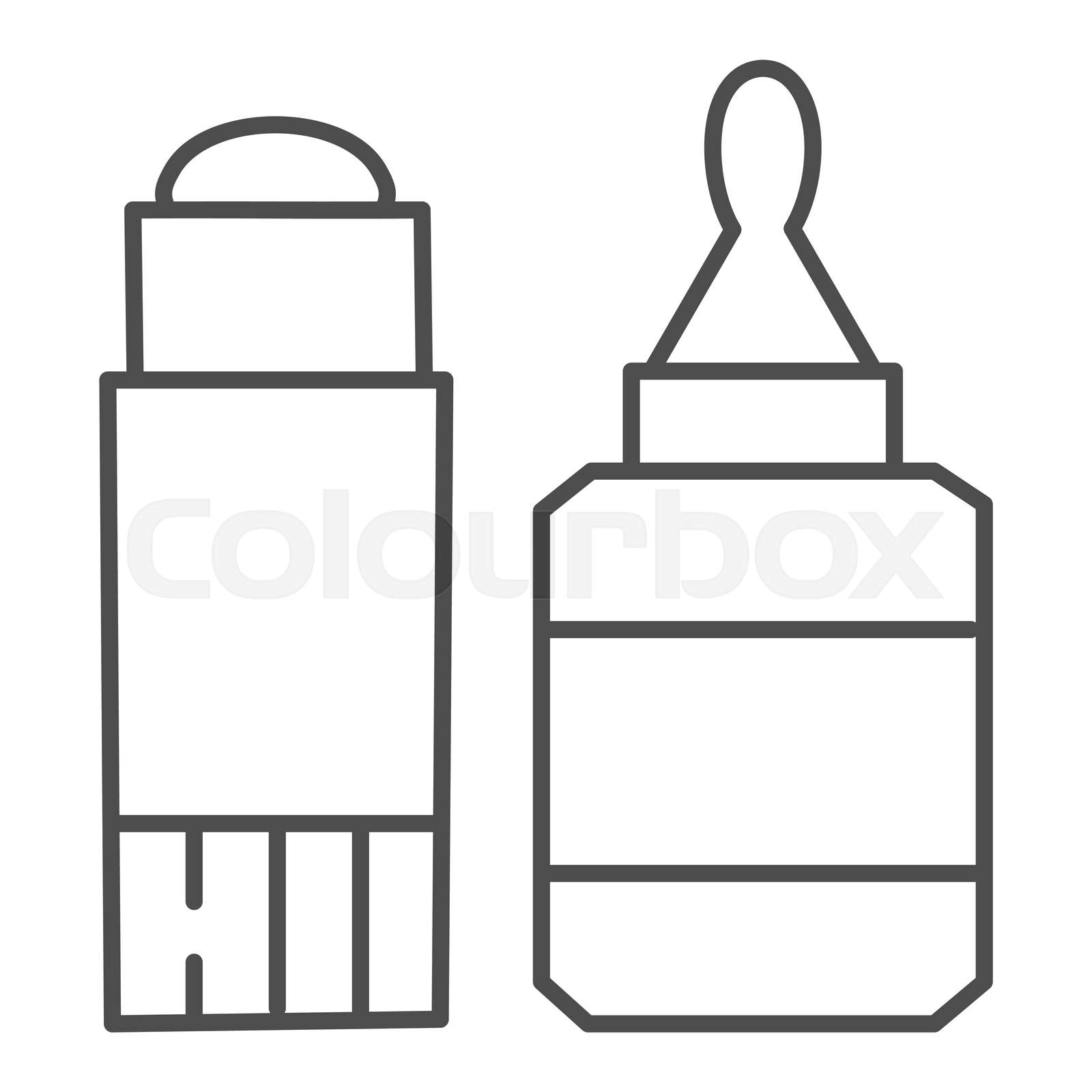 Glue bottle and stick thin line icon, stationery concept, gluing tools ...