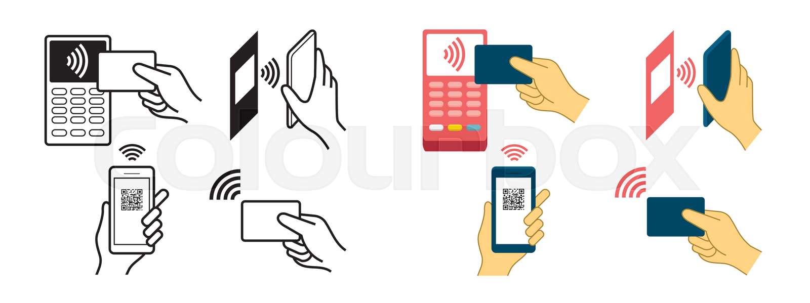 Contactless Payment Concept, Wireless, Symbols | Stock vector | Colourbox