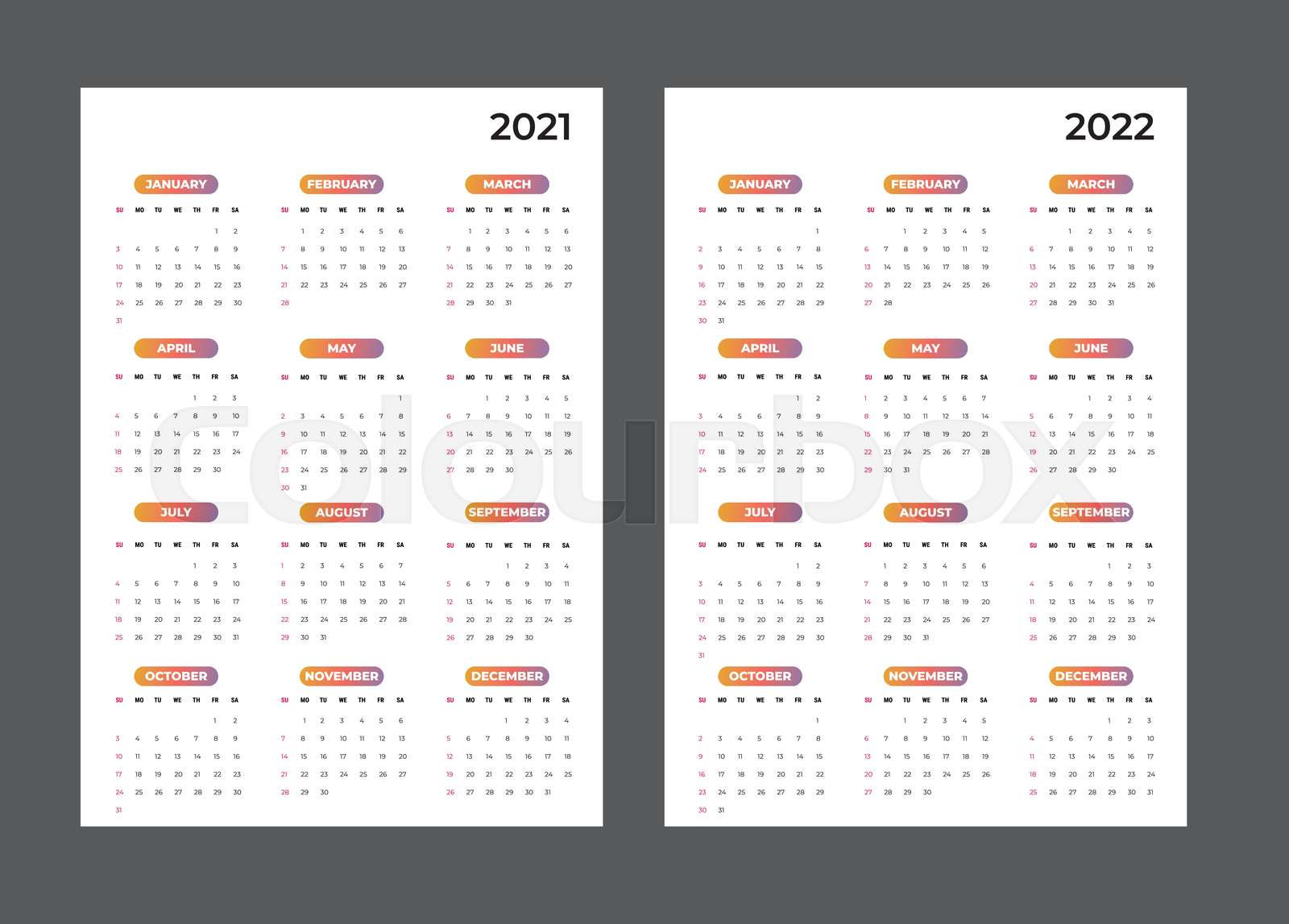 2021-2020 Calendar - illustration. Template. Mock up. Vector calendar ...