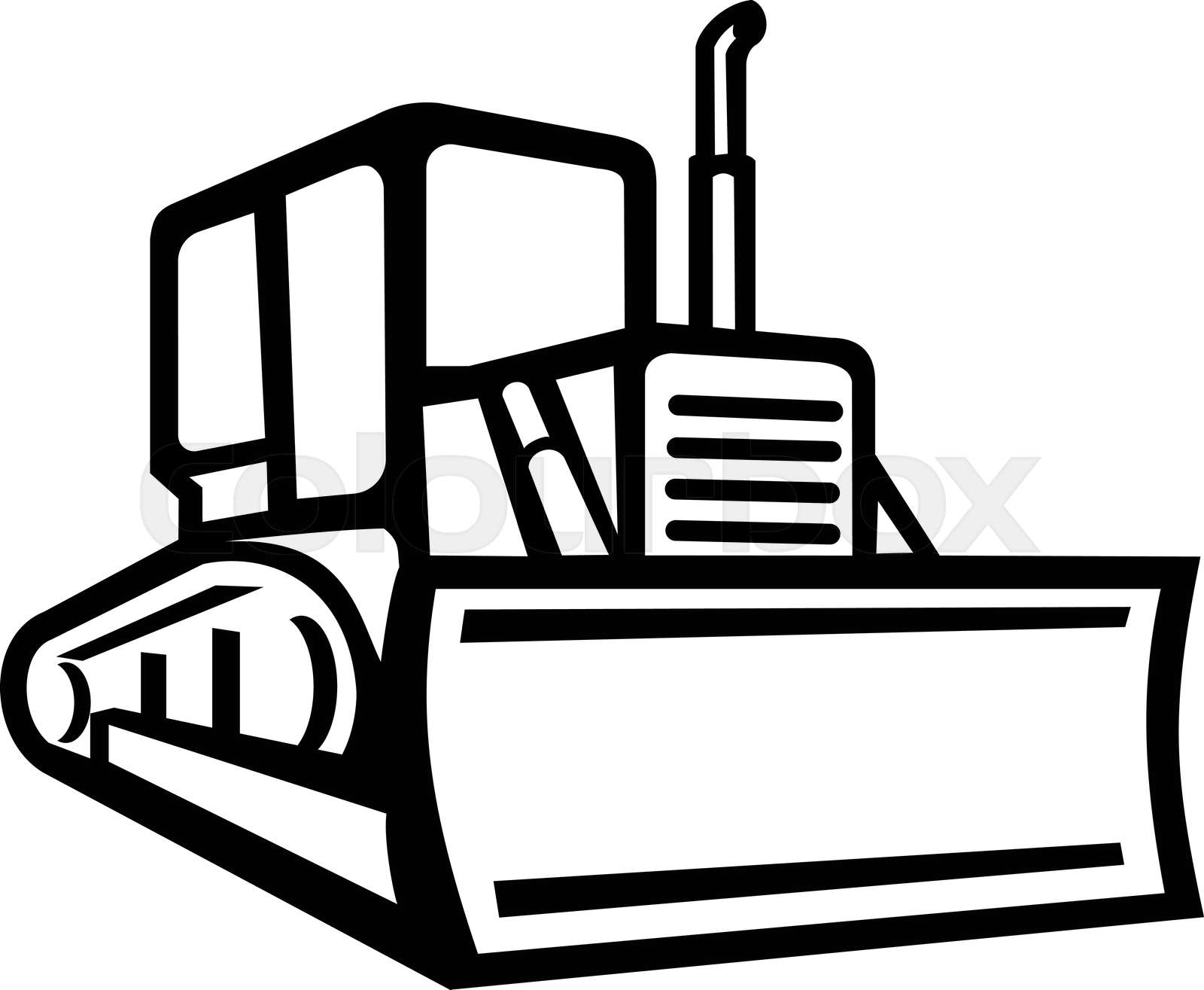 Vintage Bulldozer Black and White | Stock vector | Colourbox