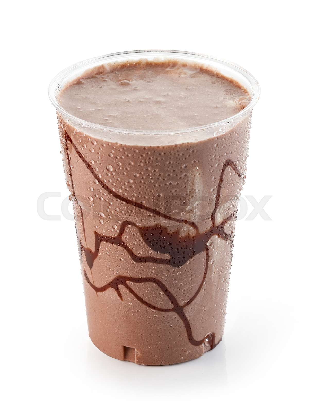 chocolate milkshake in plastic take away cup | Stock image | Colourbox