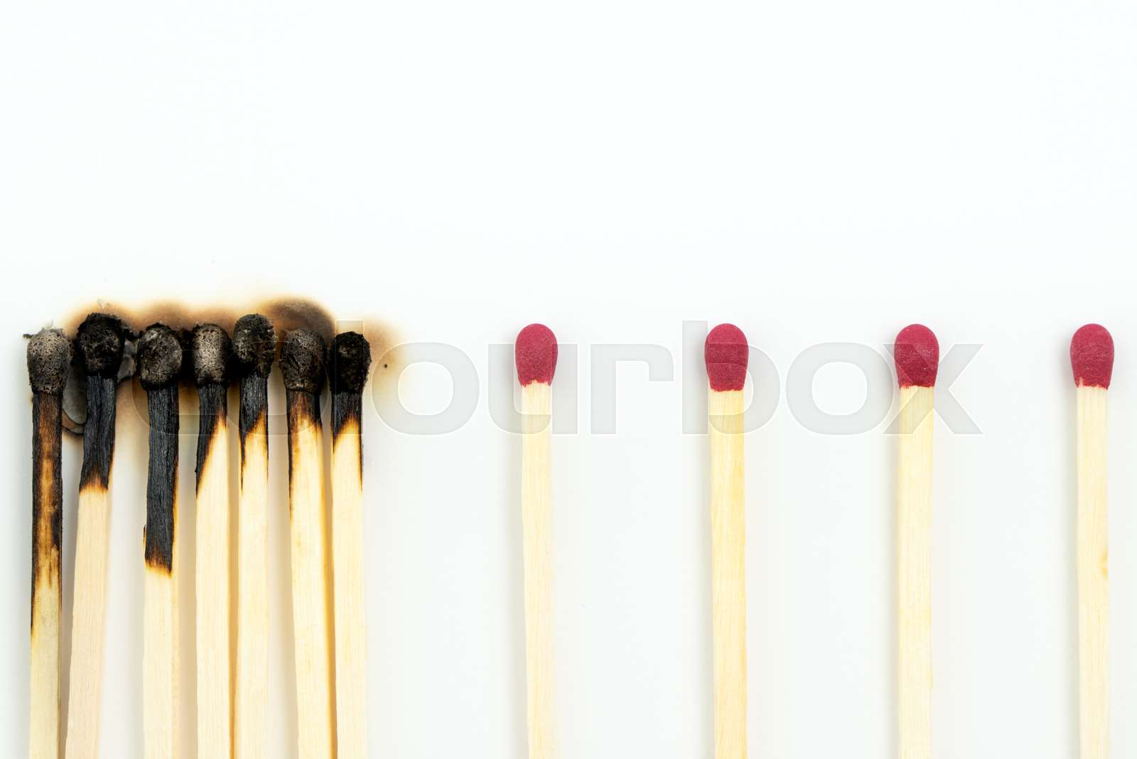 Social distancing concept using burnt out match sticks | Stock image ...