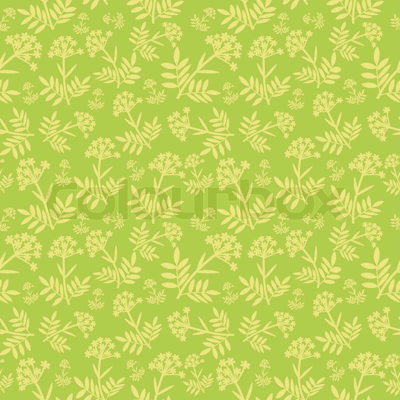 Seamless green and yellow floral pattern | Stock vector | Colourbox