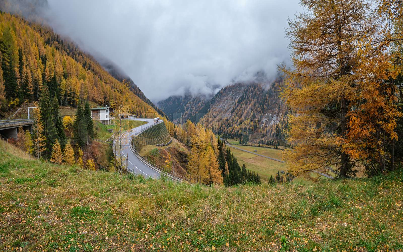 Alps mountain countryside view from Felbertauern Strasse high alpine ...