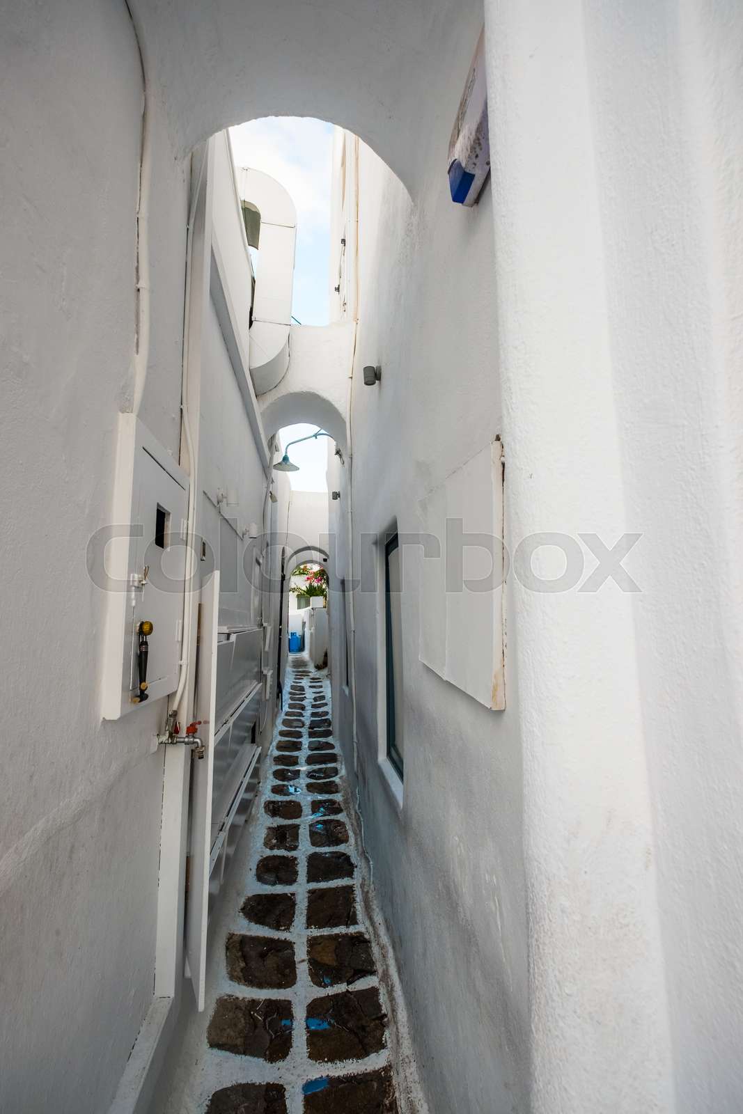 Traditional greek street | Stock image | Colourbox