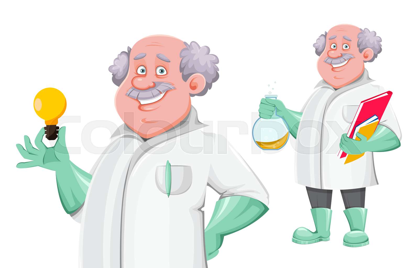 Professor cartoon character, set of two poses | Stock vector | Colourbox