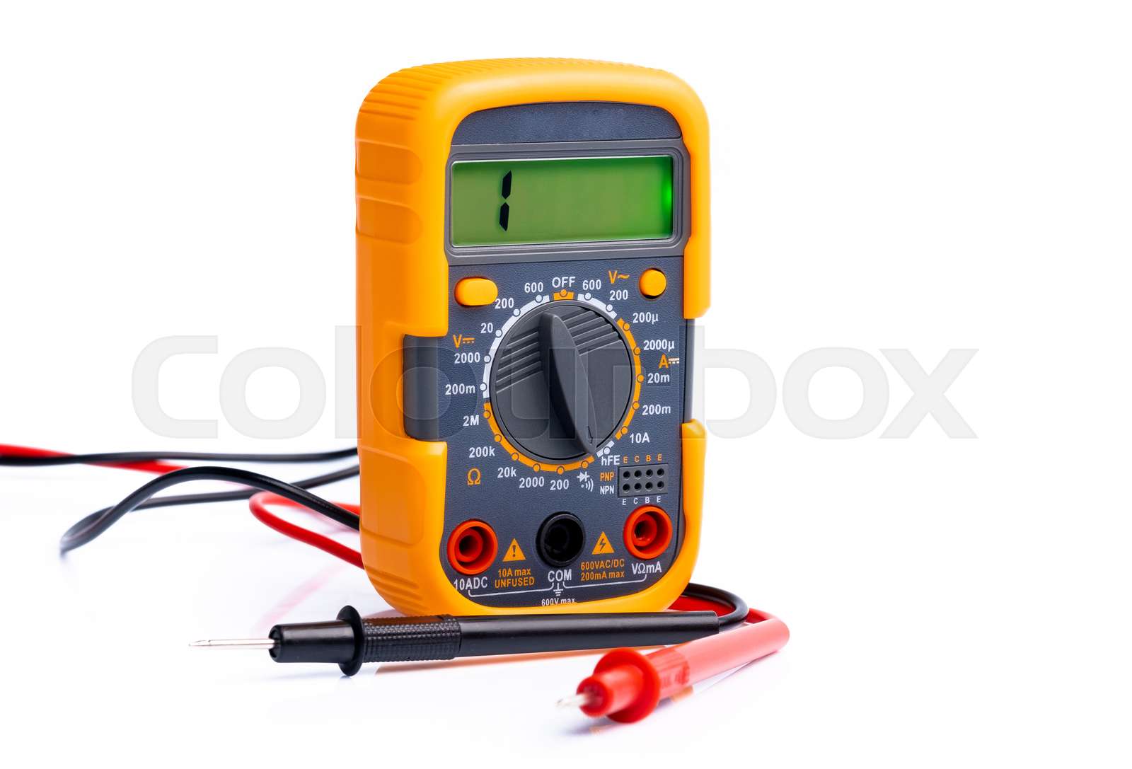 Yellow digital multimeter isolated | Stock image | Colourbox