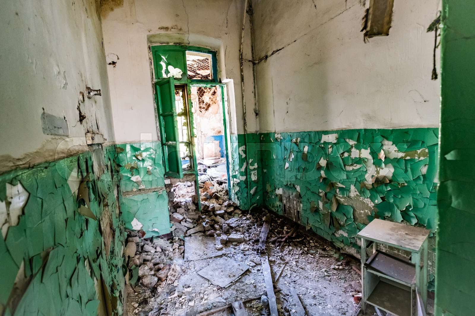 Aged corridor of old asylum | Stock image | Colourbox