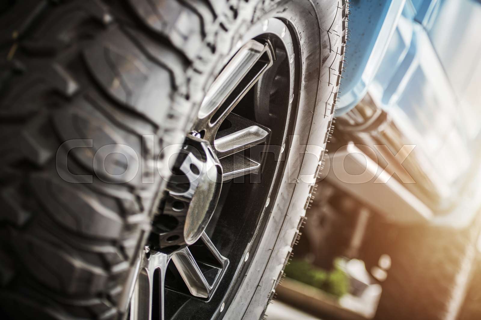 Deep Tread of Off Road Tires Installed in Pickup Truck | Stock image ...