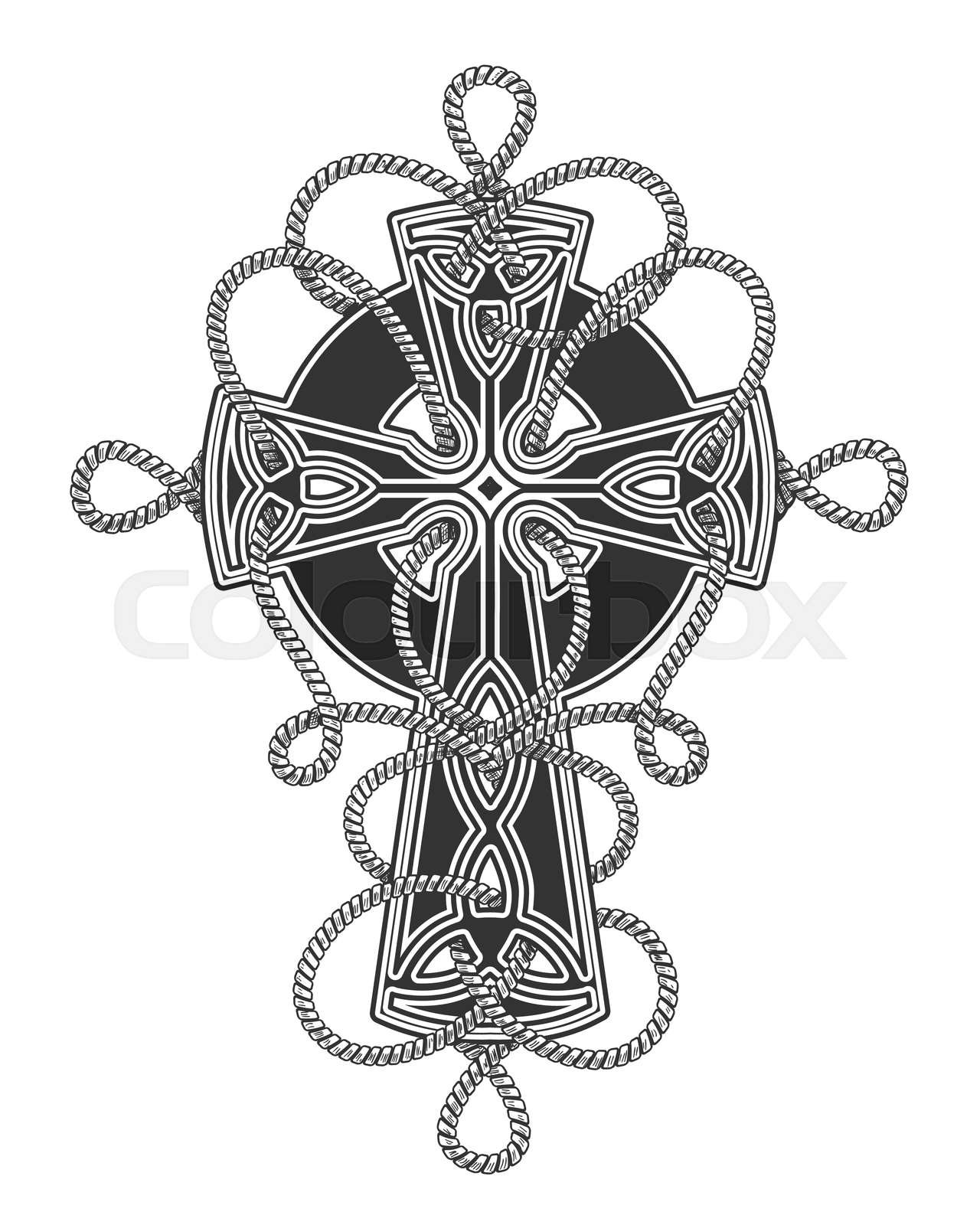 Celtic Cross in Ropes Tattoo Illustration | Stock vector | Colourbox