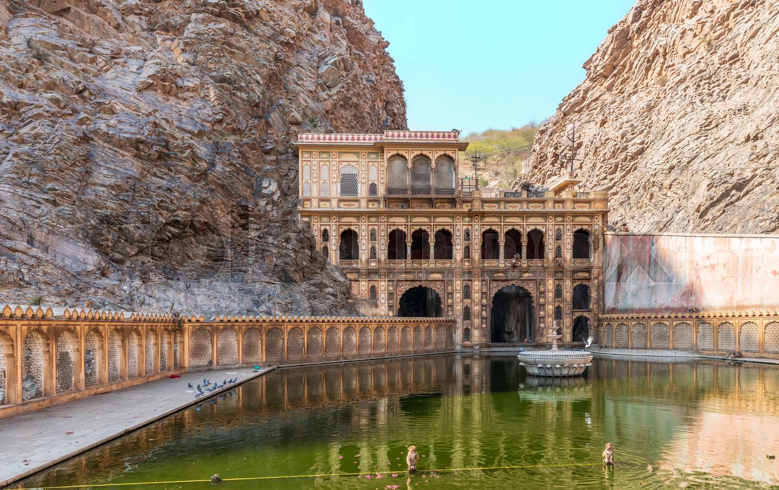Famous Monkey Temple Kund in Jaipur, Rajasthan, India | Stock image ...