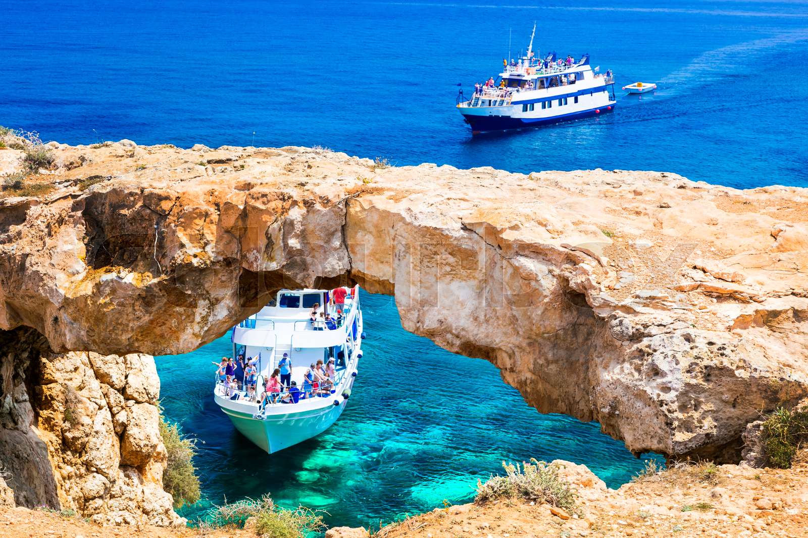 Cyprus island - boat trips in grots and caves. "Bridge of lovers ...