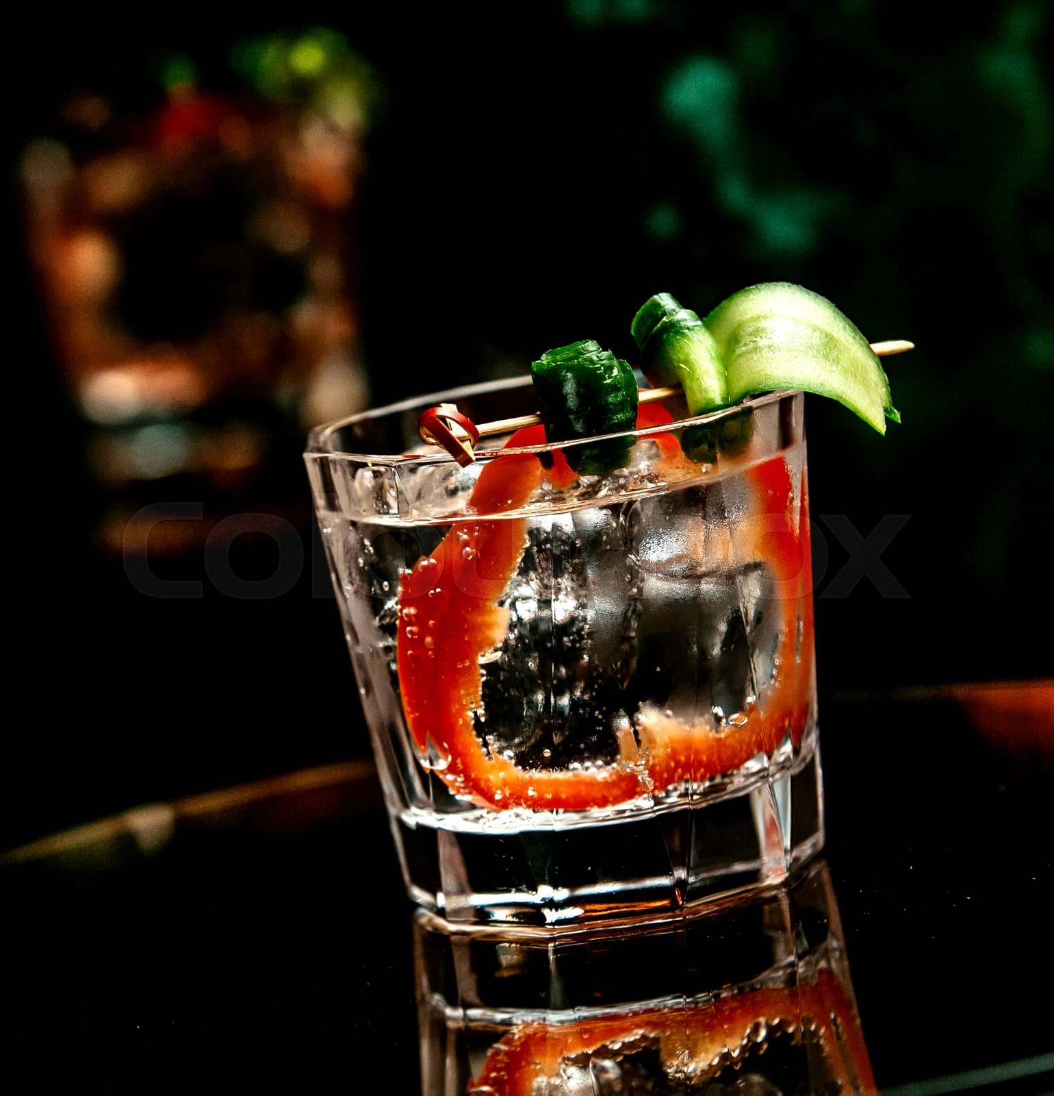 cold sparkling water with bell pepper slice | Stock image | Colourbox