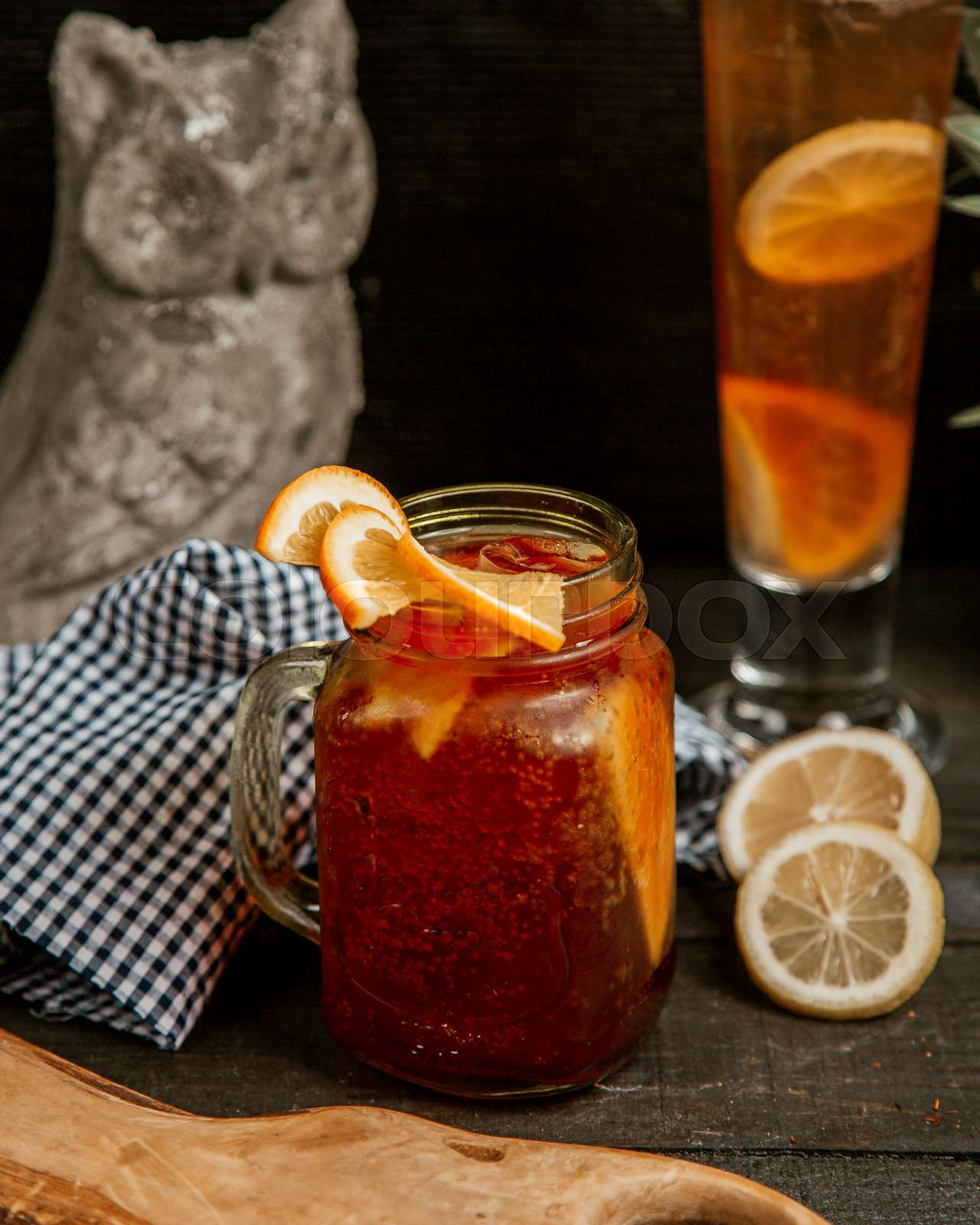 Fresh fruit ice tea with sparkling water | Stock image | Colourbox
