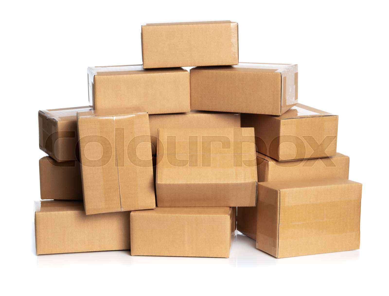piles of cardboard boxes for delivery or moving isolated on white ...