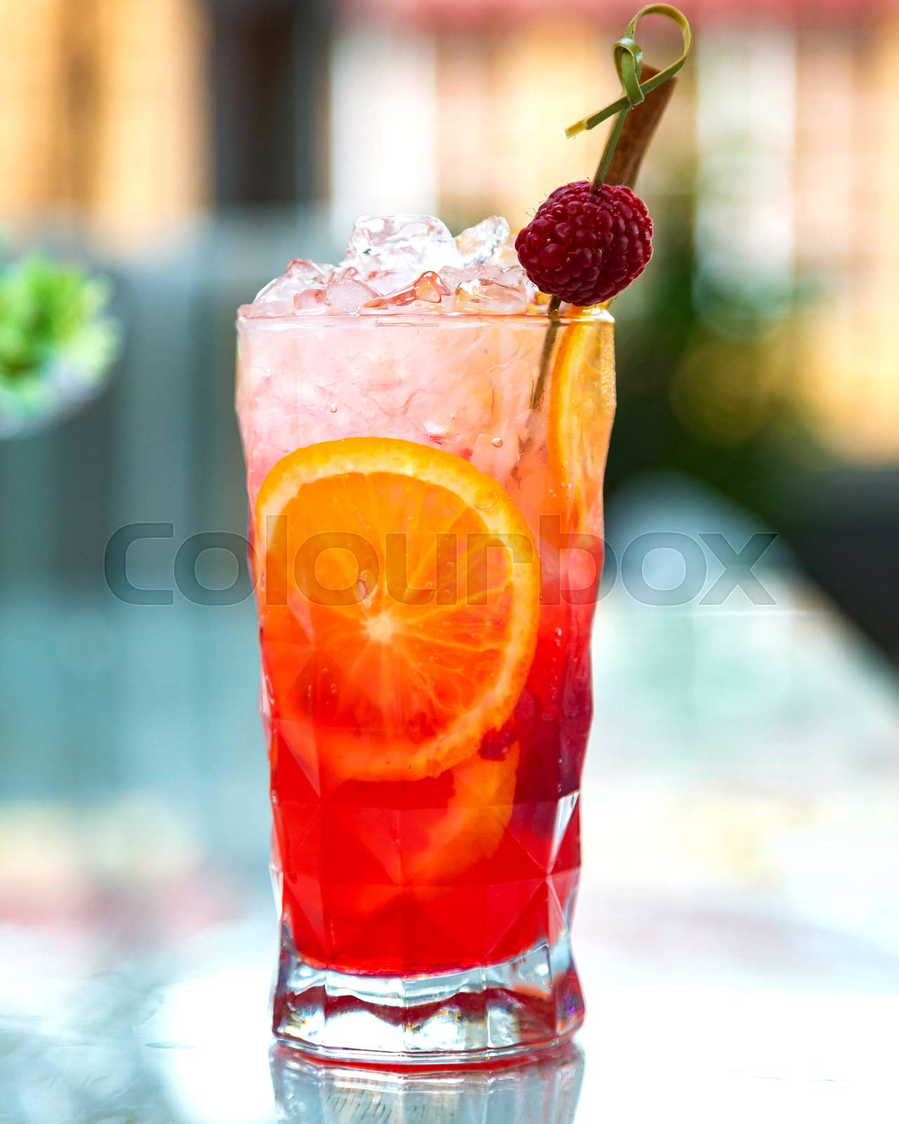 fruit juice with crushed ice and fruit slices | Stock image | Colourbox