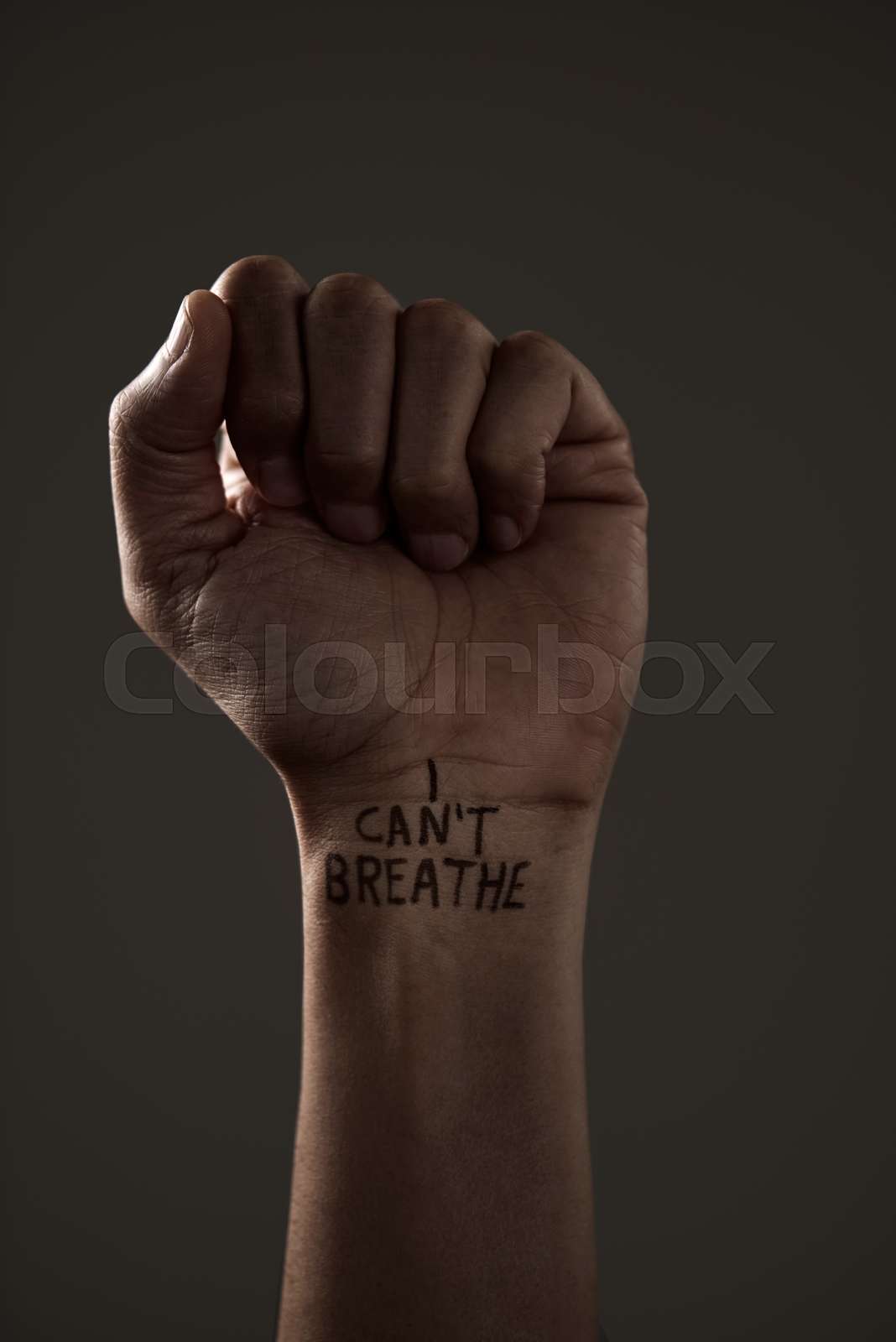 raised fist and text I cant breathe | Stock image | Colourbox