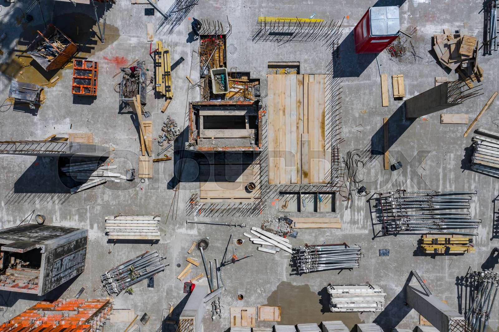 Contstruction Site from above. Aerial view of new apartment under ...