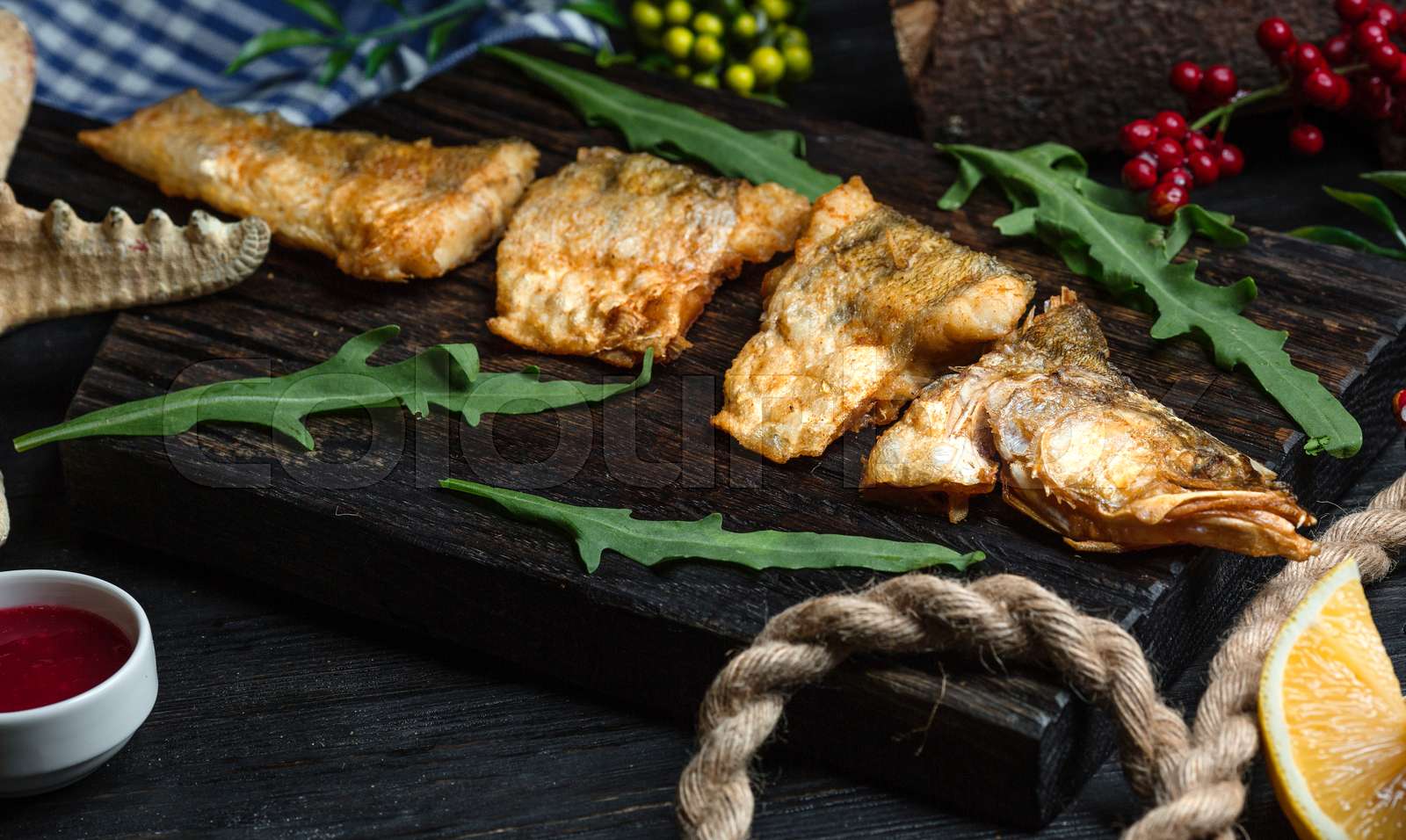 fried fish on the table | Stock image | Colourbox
