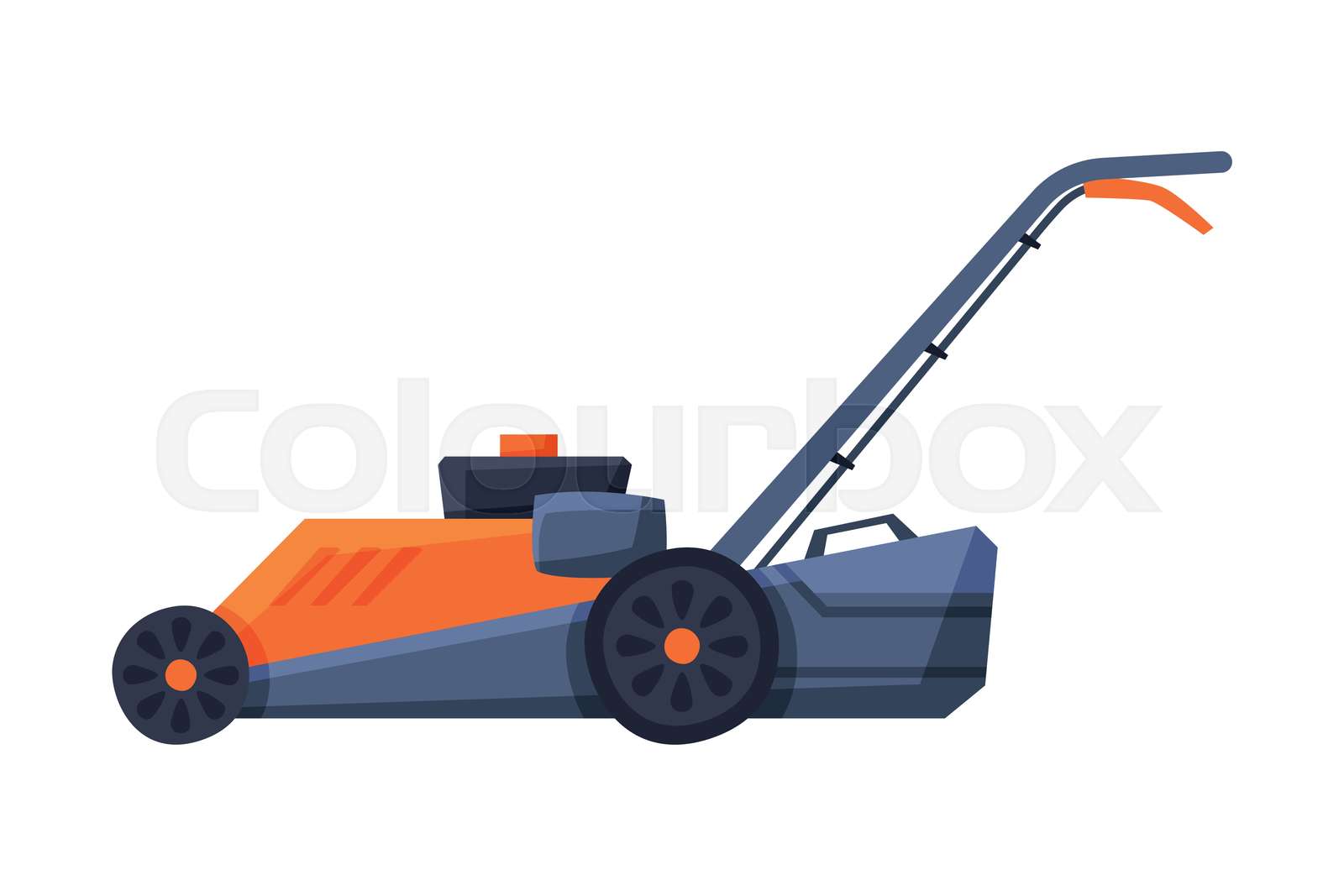 Lawn Mower Garden Machine Flat Style Vector Illustration on White ...