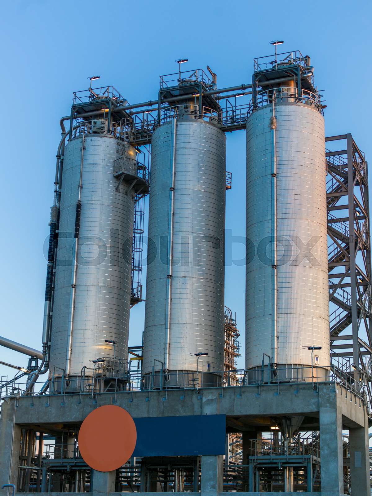 oil and gas processing columns and towers | Stock image | Colourbox