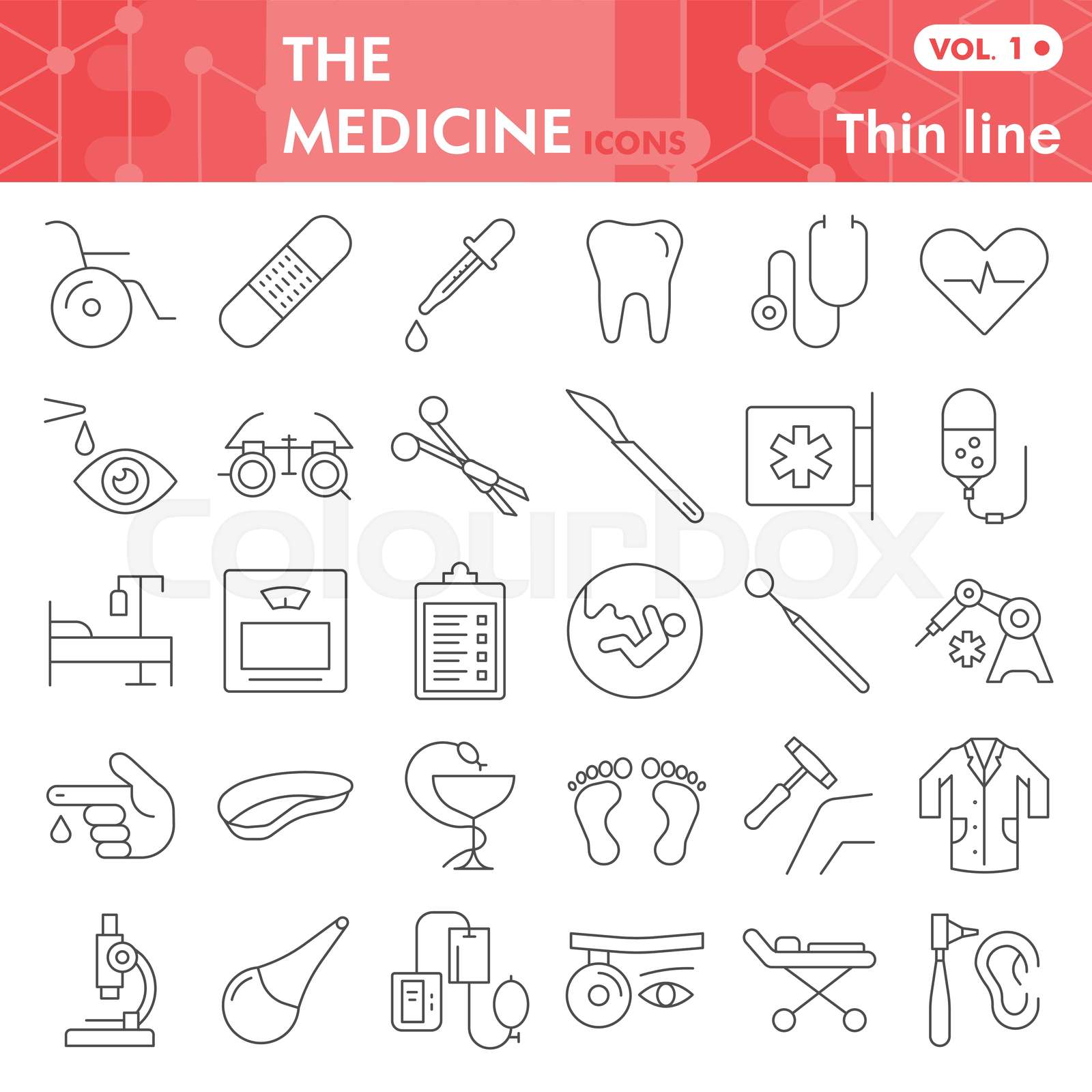 Medicine thin line icon set, Heath care symbols collection or sketches ...
