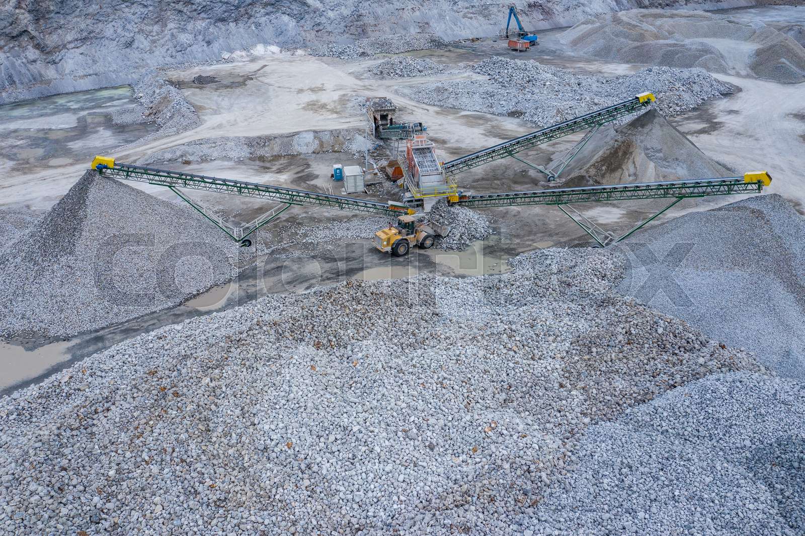 Open Pit Mine Top View. Aerial view of industrial mineral open pit mine ...