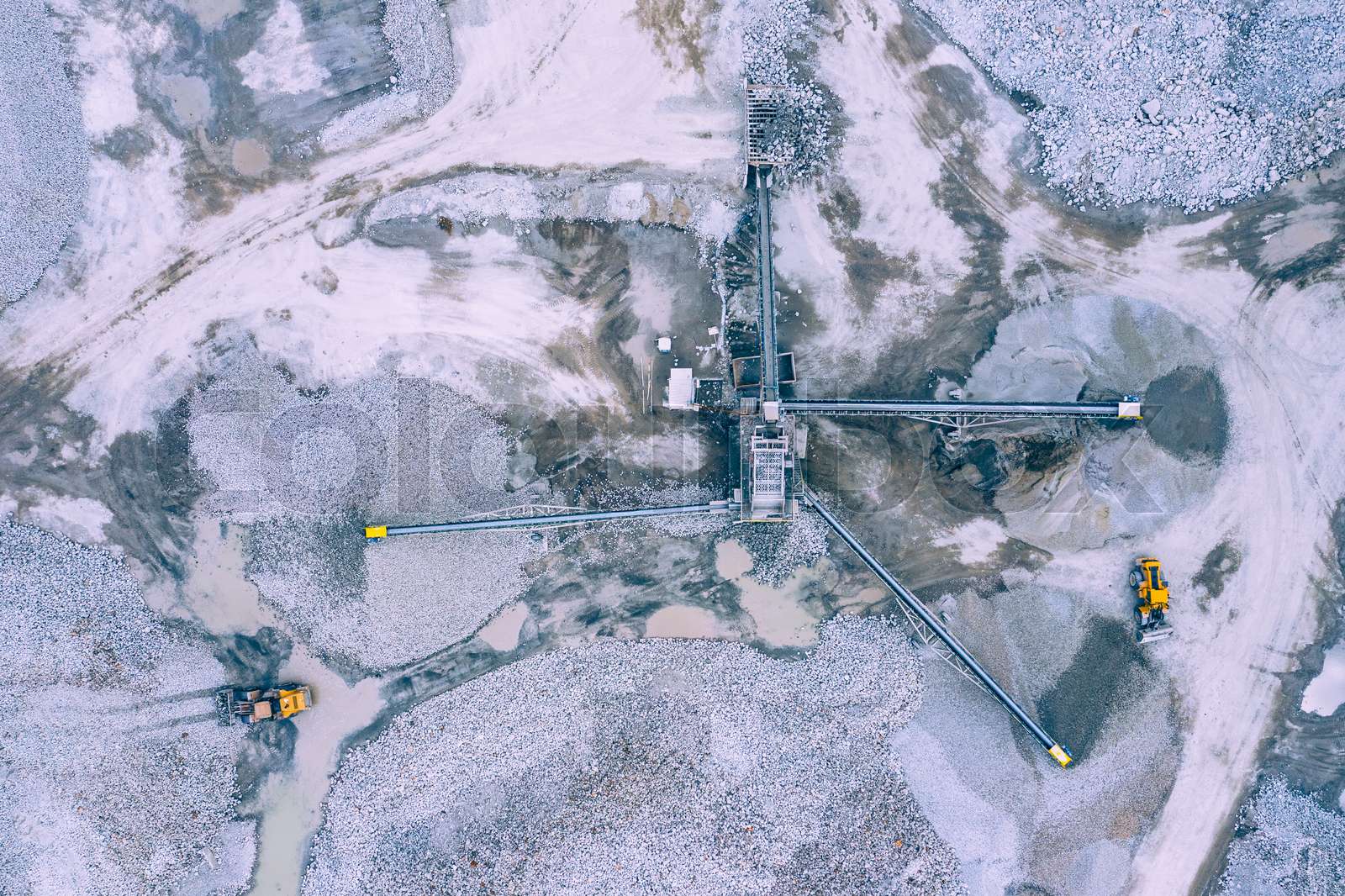 Open Pit Mine Top View. Aerial view of industrial mineral open pit mine ...