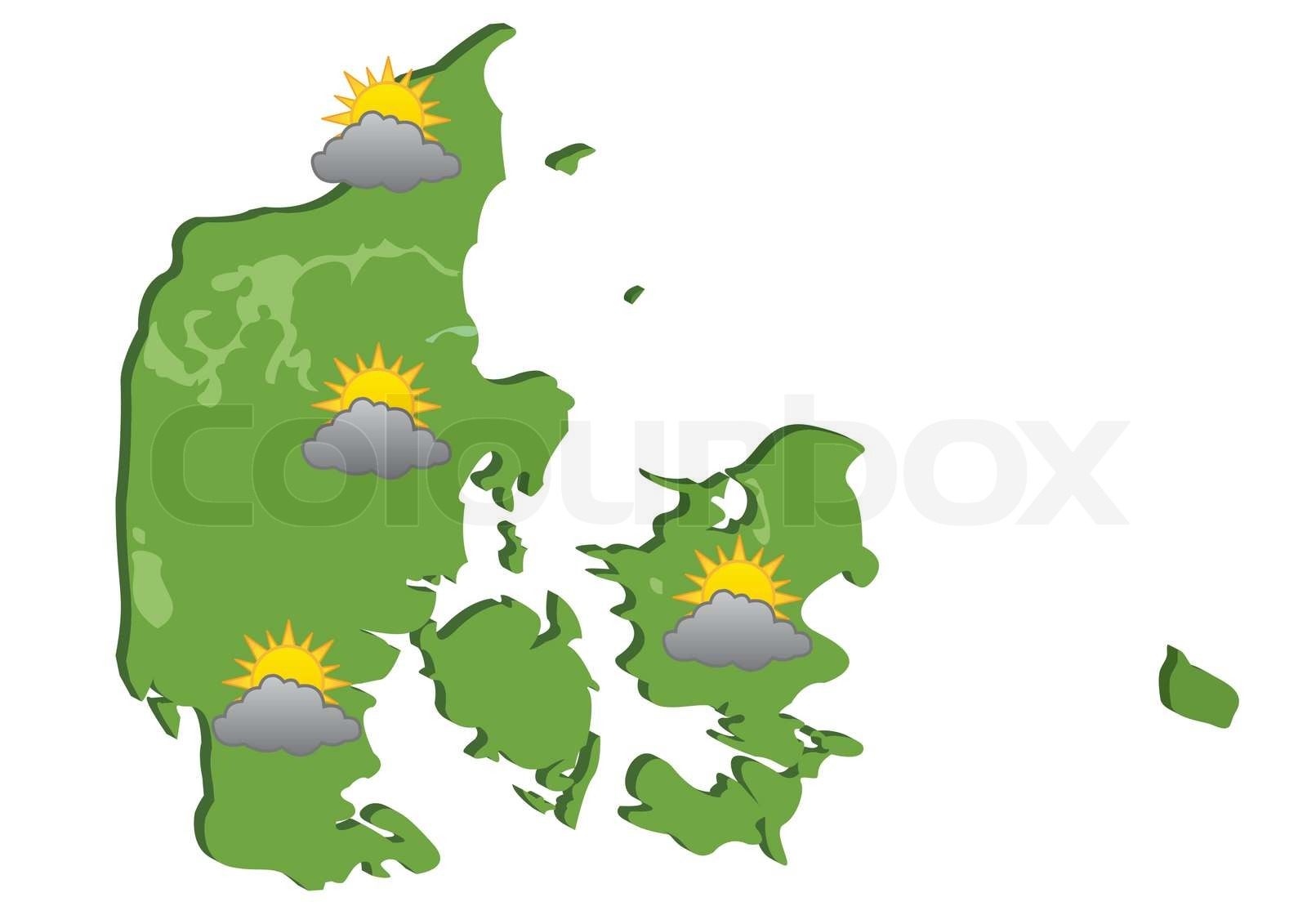 Denmark map with cloudy weather | Stock vector | Colourbox
