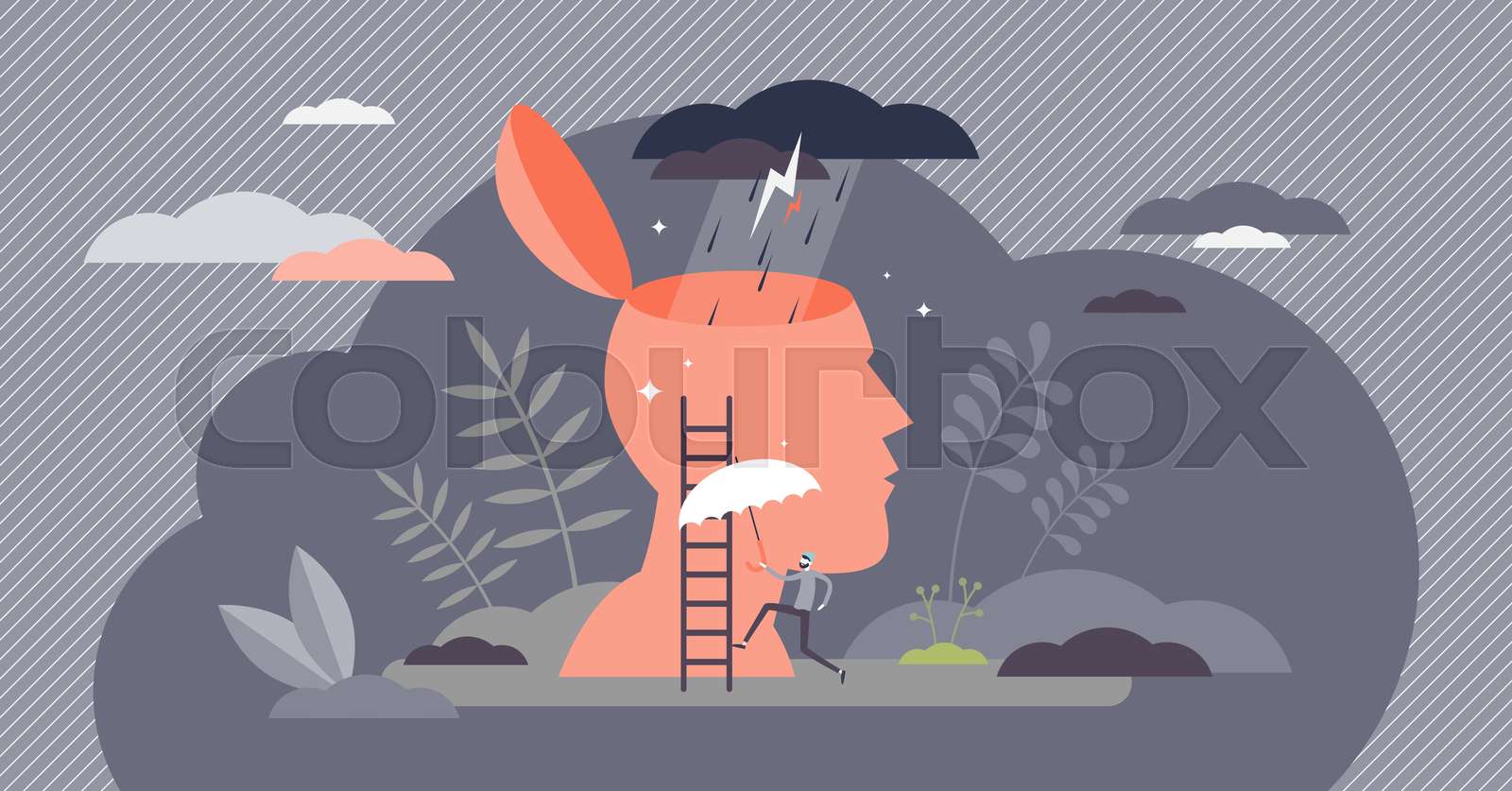 Bad mood vector illustration. Emotion expression flat tiny persons ...