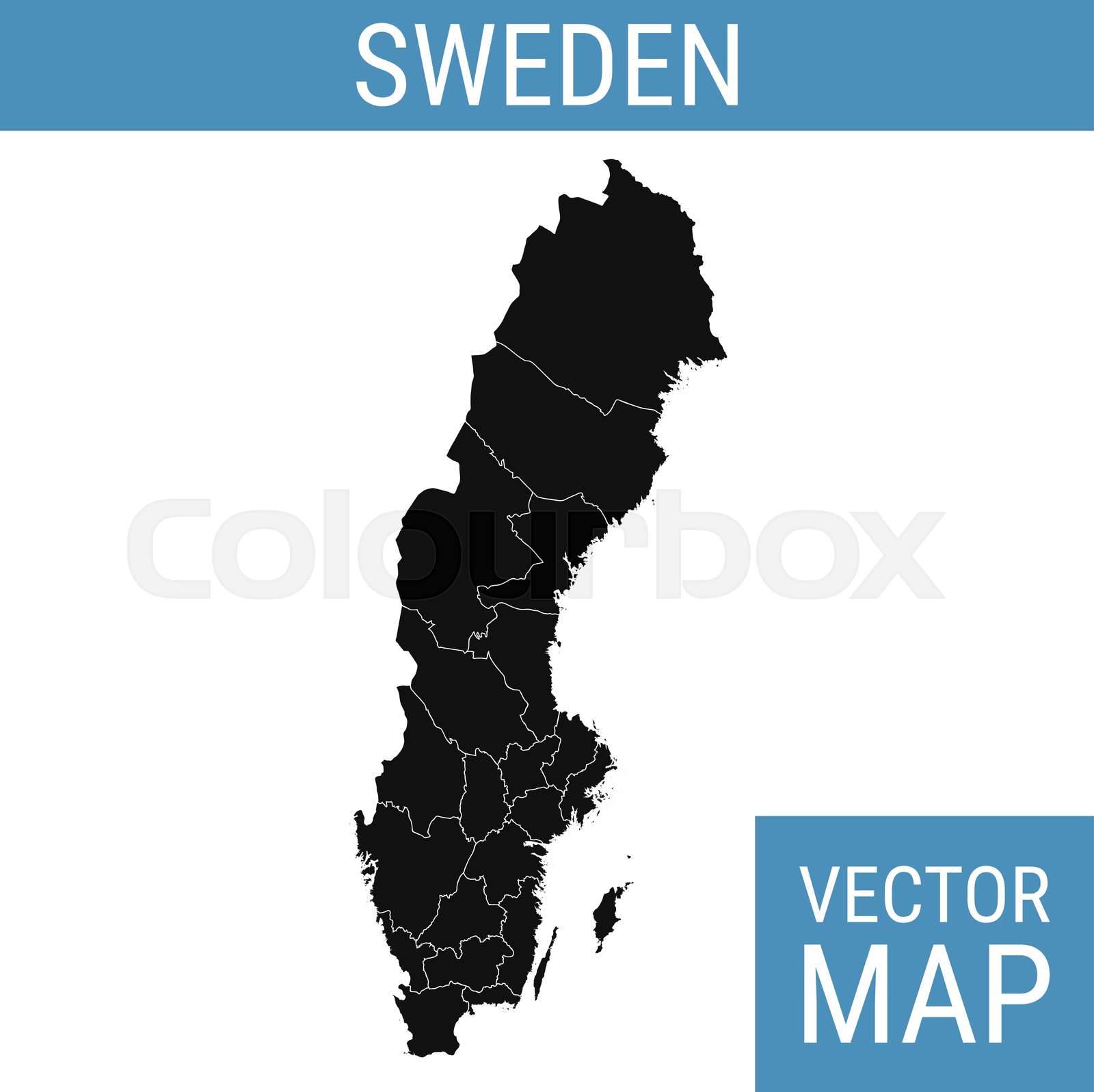 Sweden vector map with title | Stock vector | Colourbox