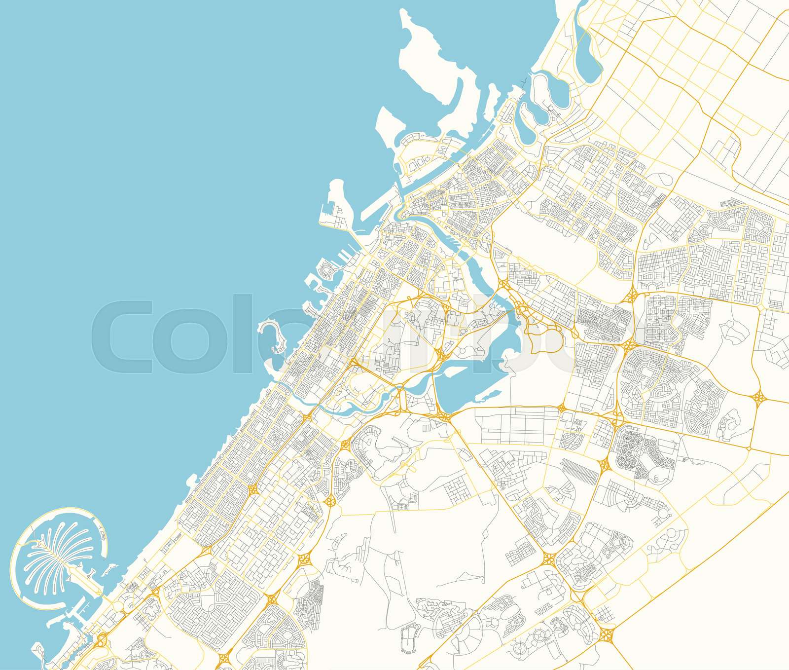 Vector city map of Dubai in bsoft colors | Stock vector | Colourbox