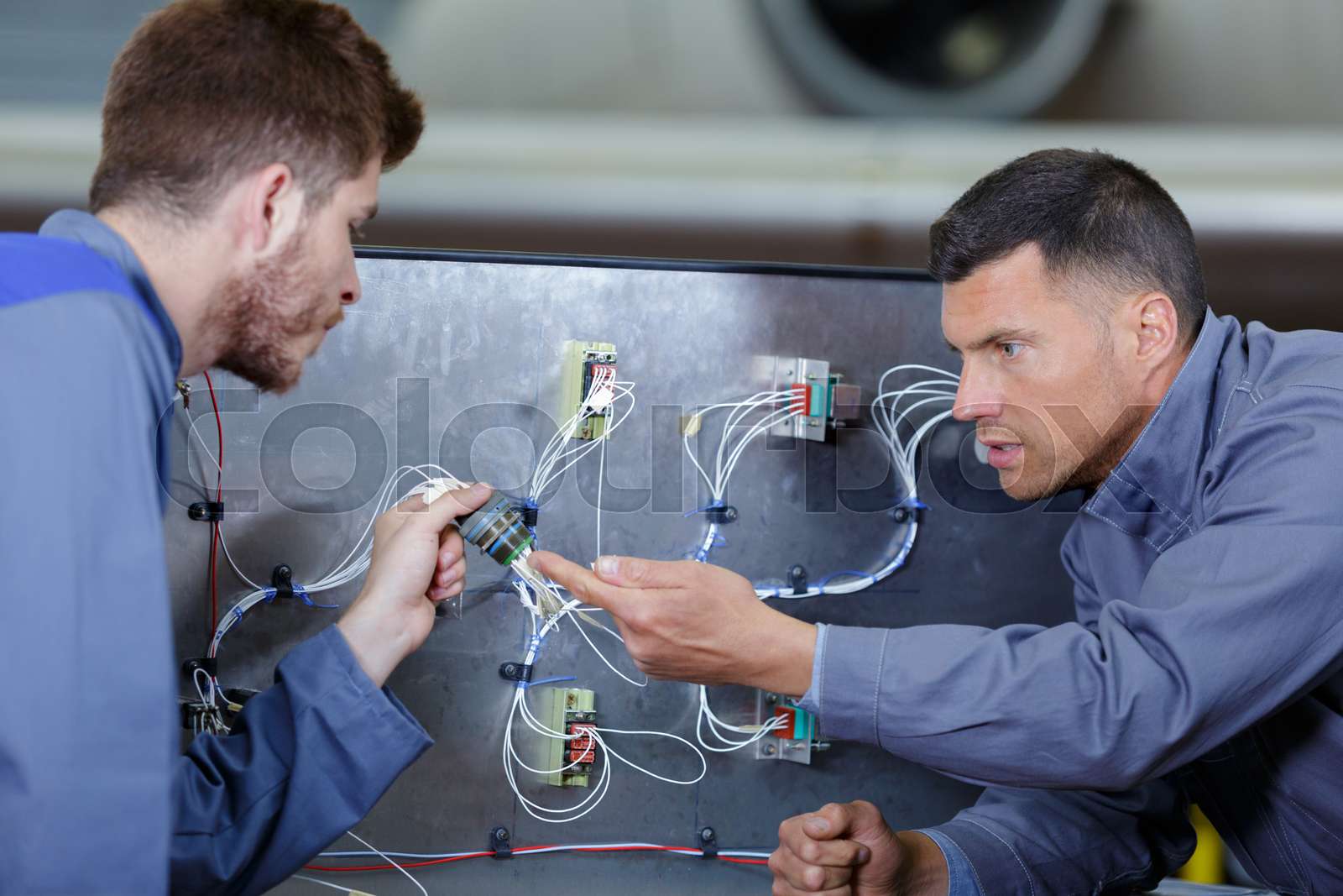 engineer working on checking and maintenance equipment | Stock image ...