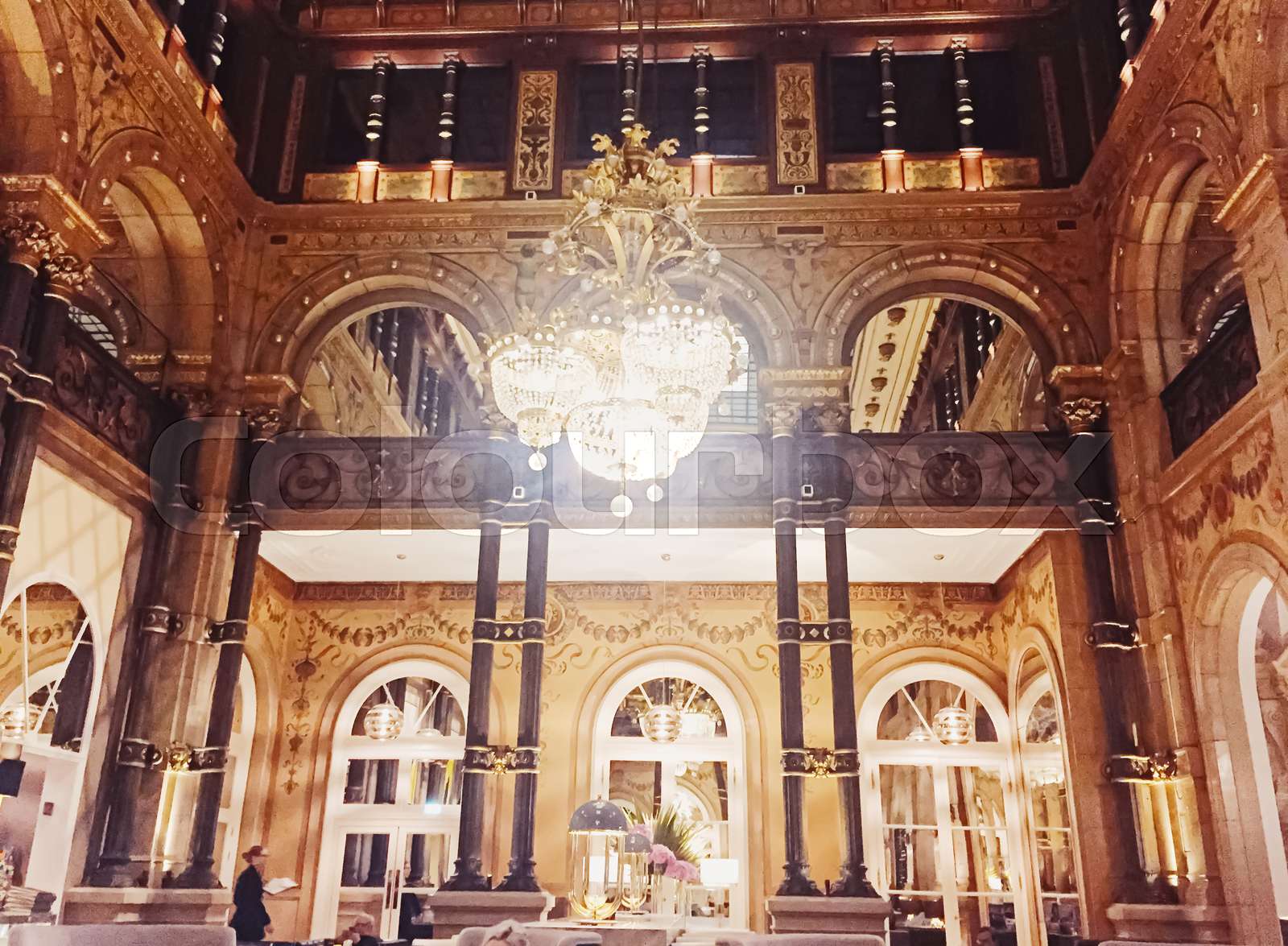 Luxury interior design of Hilton Opera hotel in Paris, France | Stock ...