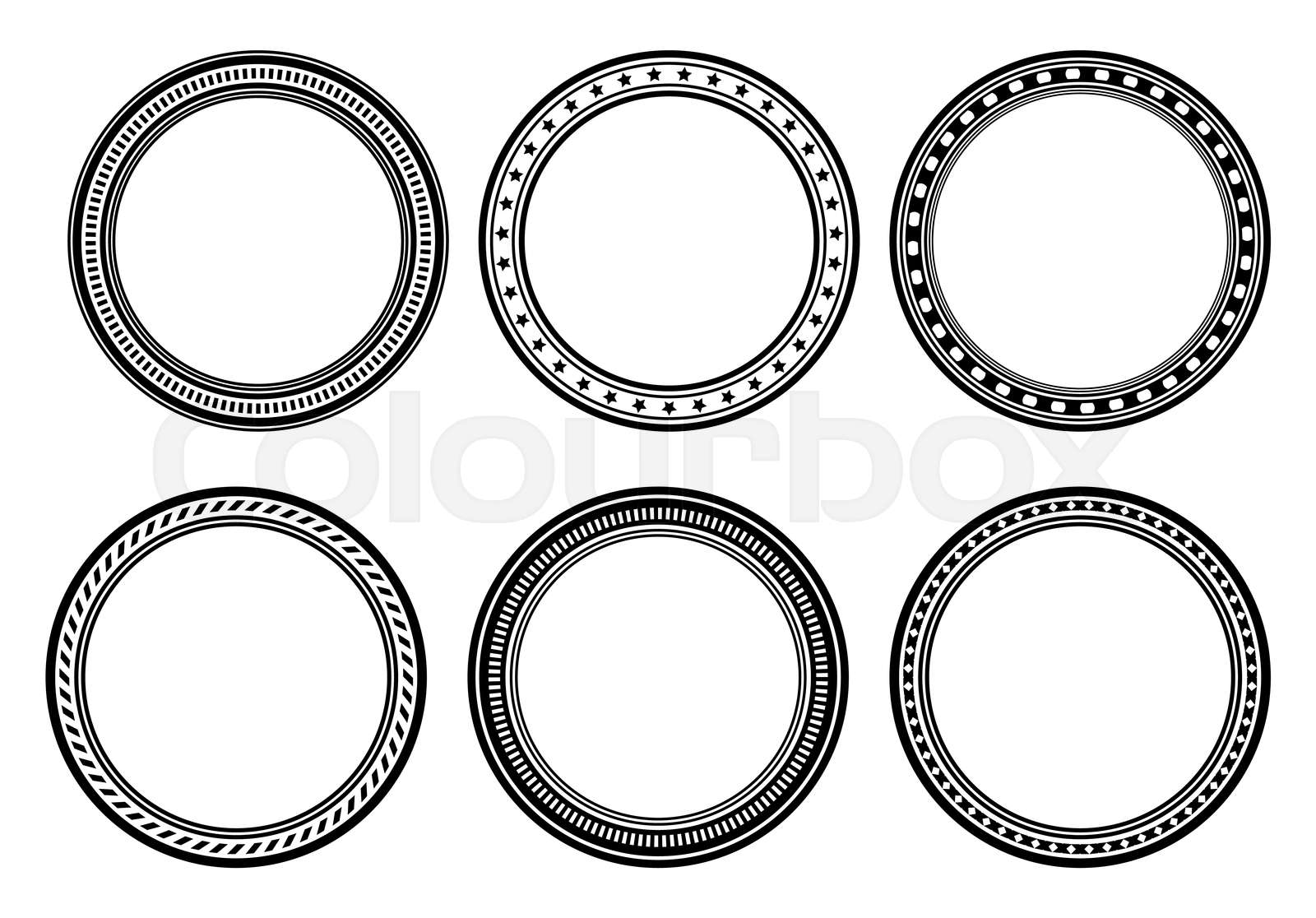 Set of six circle frames, round borders for your design. | Stock vector ...