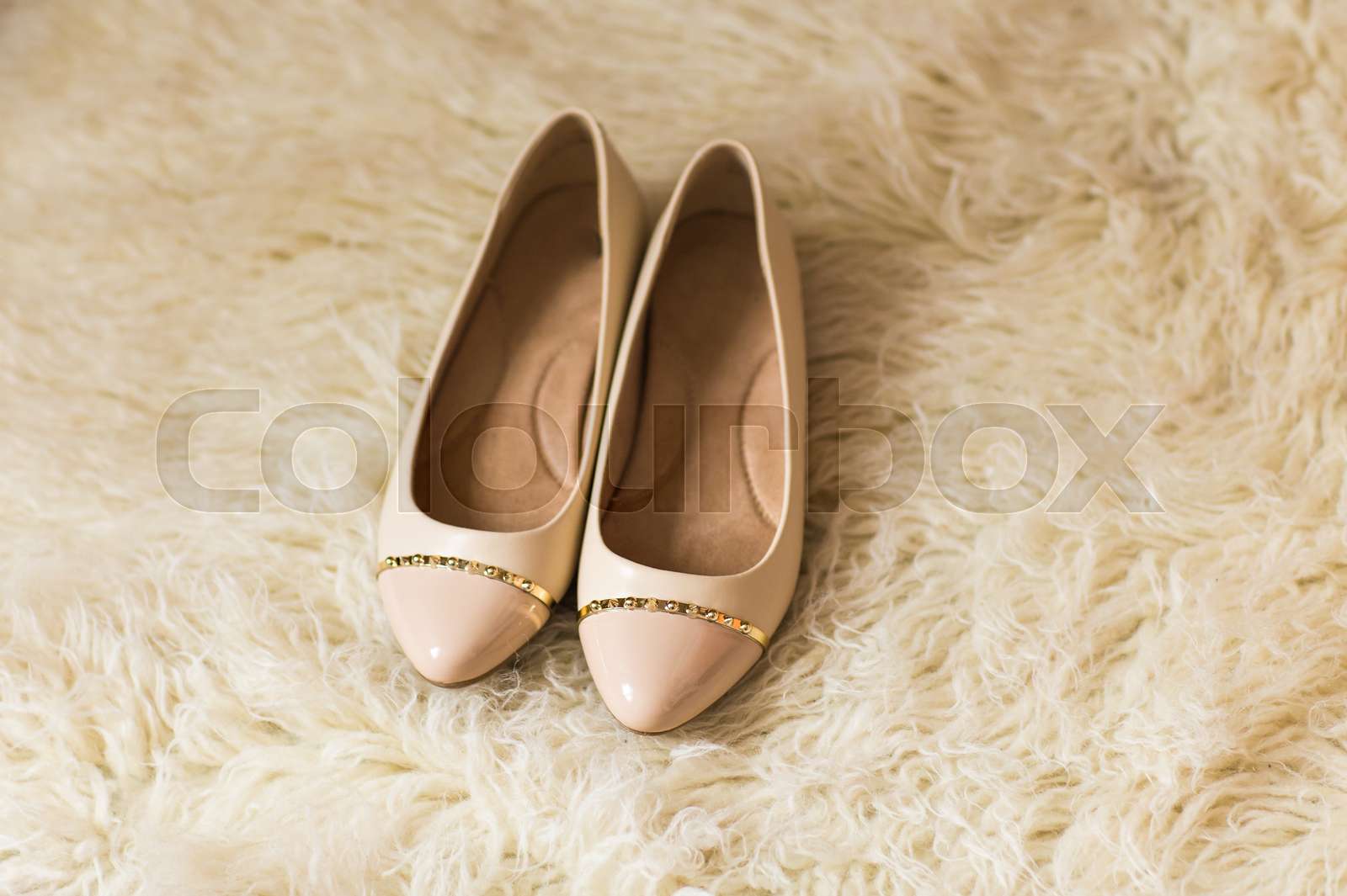 Beige female shoes. top view | Stock image | Colourbox