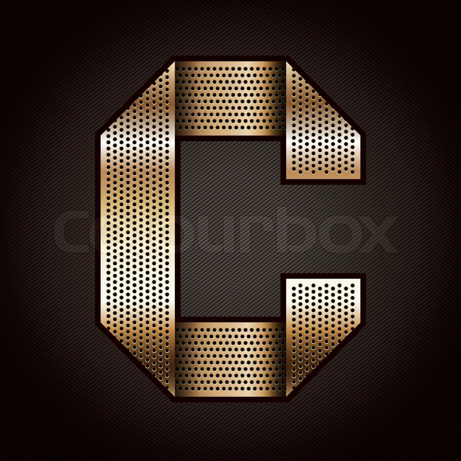 Letter metal gold ribbon - C | Stock vector | Colourbox