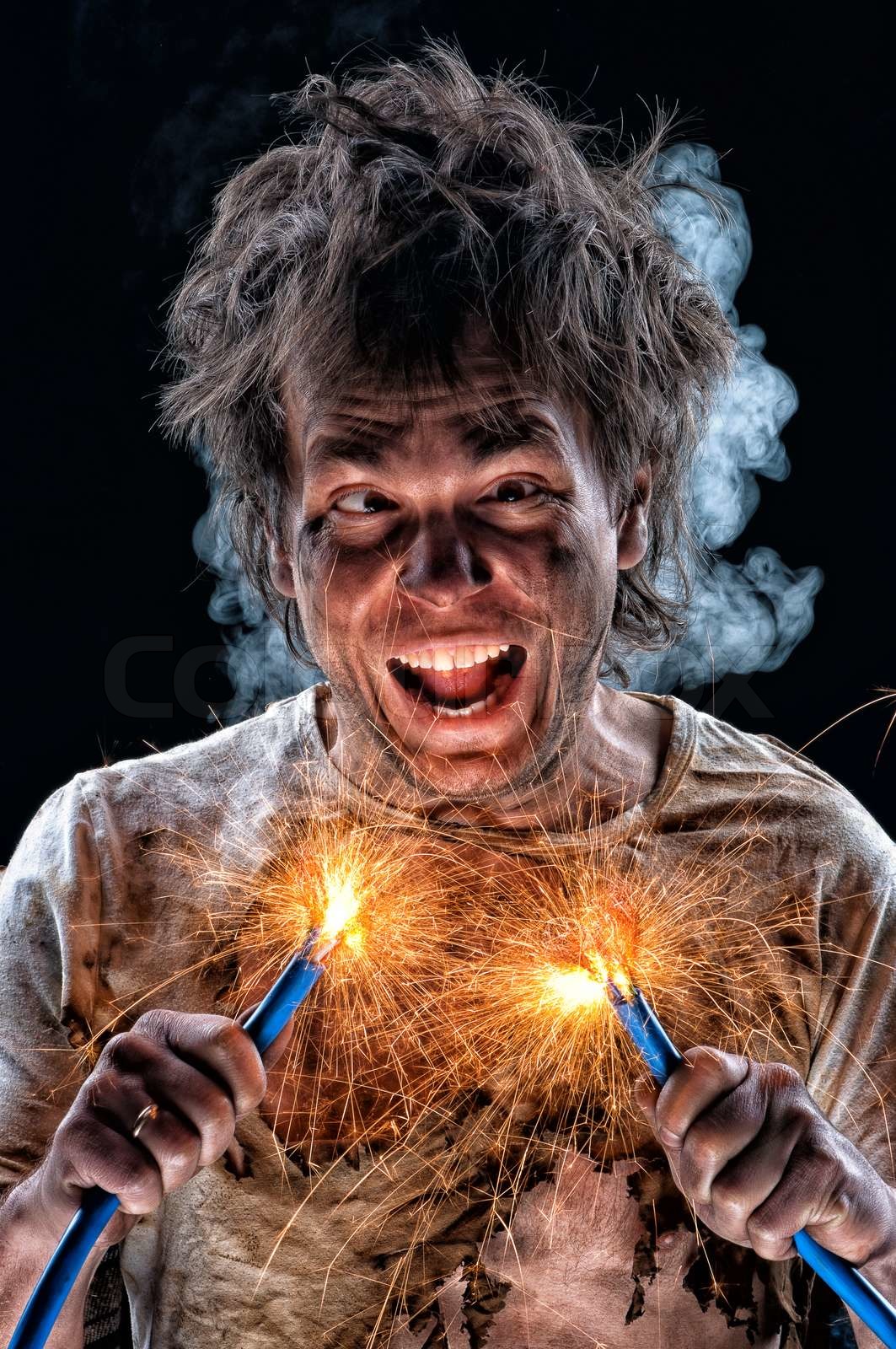 Crazy electrician | Stock image | Colourbox