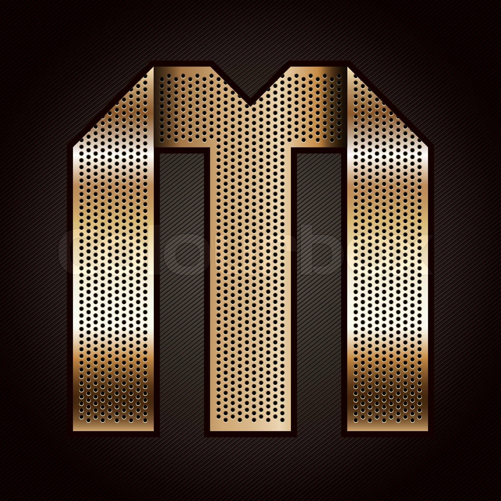 Letter metal gold ribbon - M | Stock vector | Colourbox