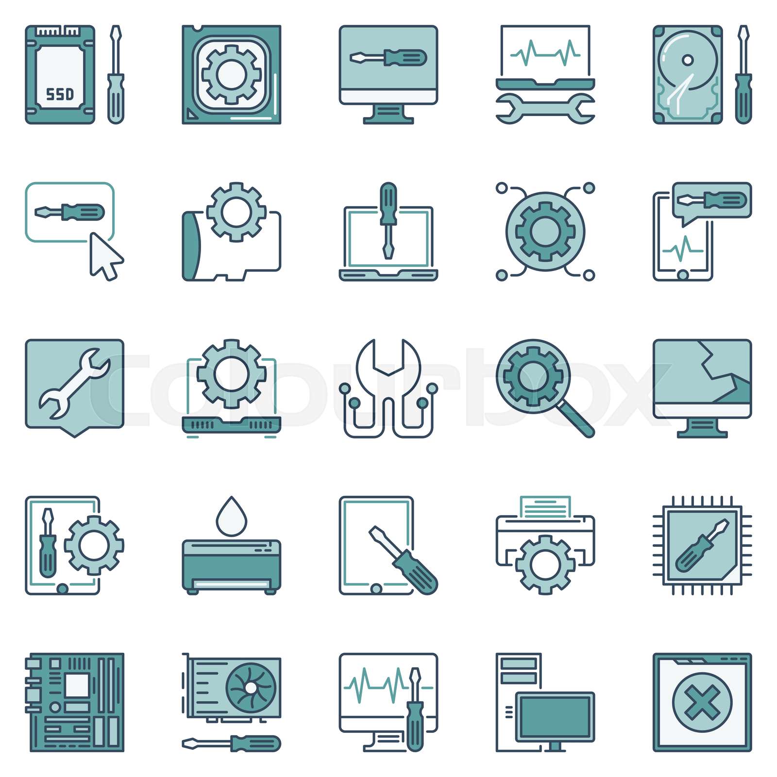 Computer Repair and Maintenance vector creative icons | Stock vector ...