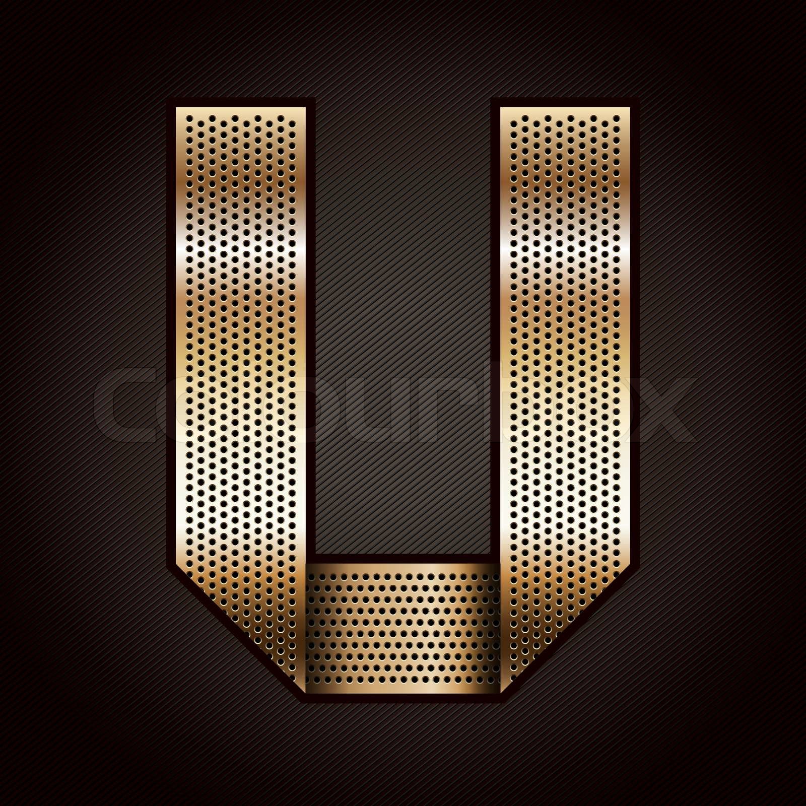 Letter metal gold ribbon - U | Stock vector | Colourbox