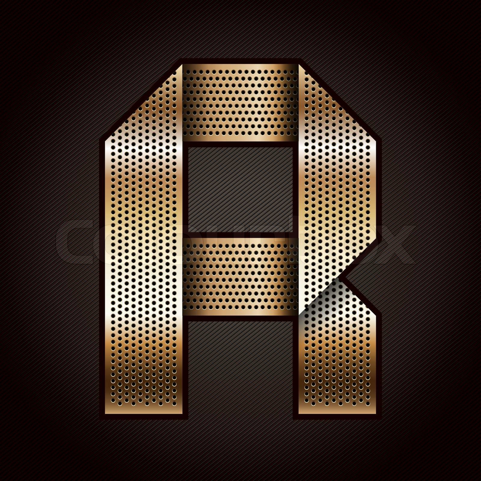 Letter metal gold ribbon - R | Stock vector | Colourbox