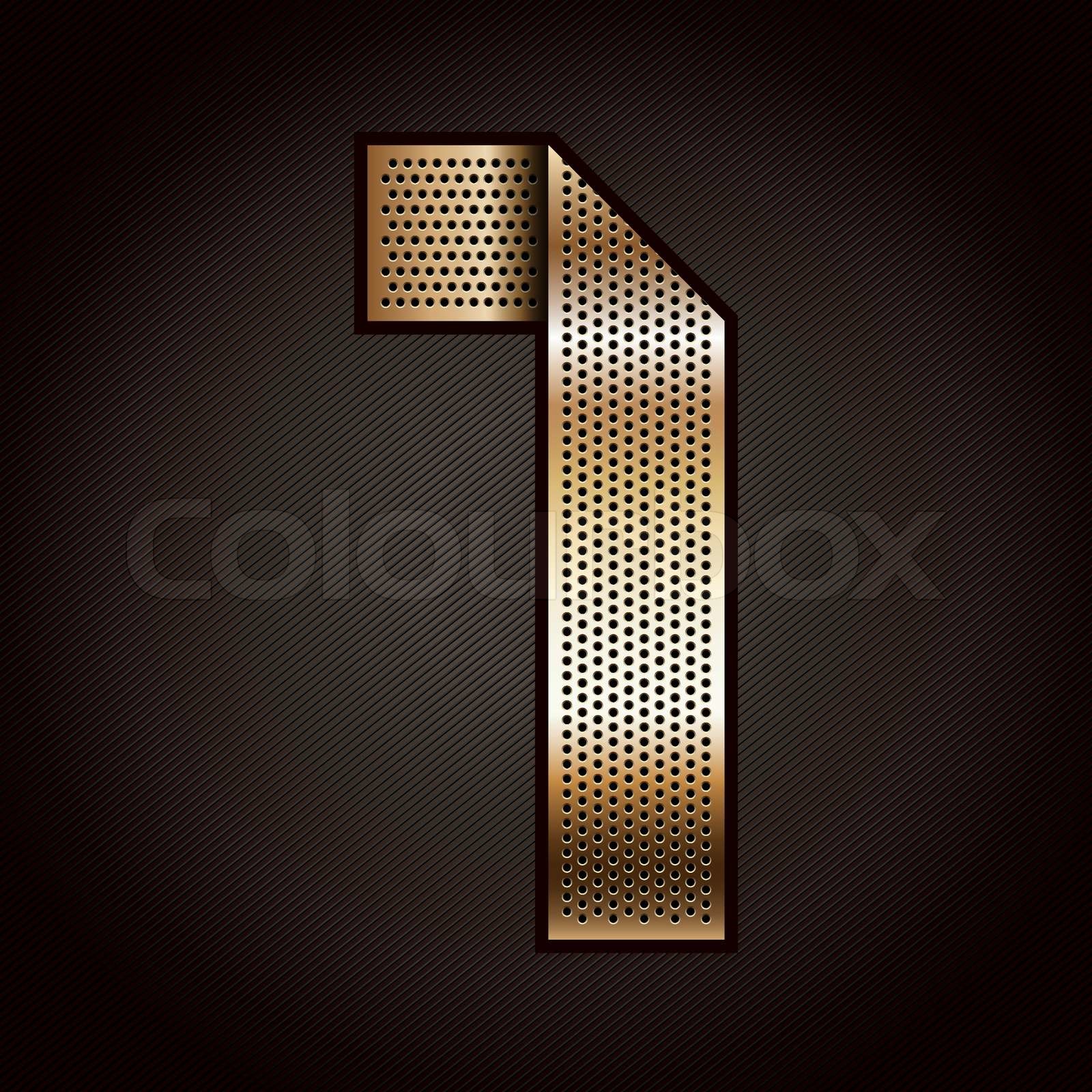 Number metal gold ribbon - 1 - one | Stock vector | Colourbox