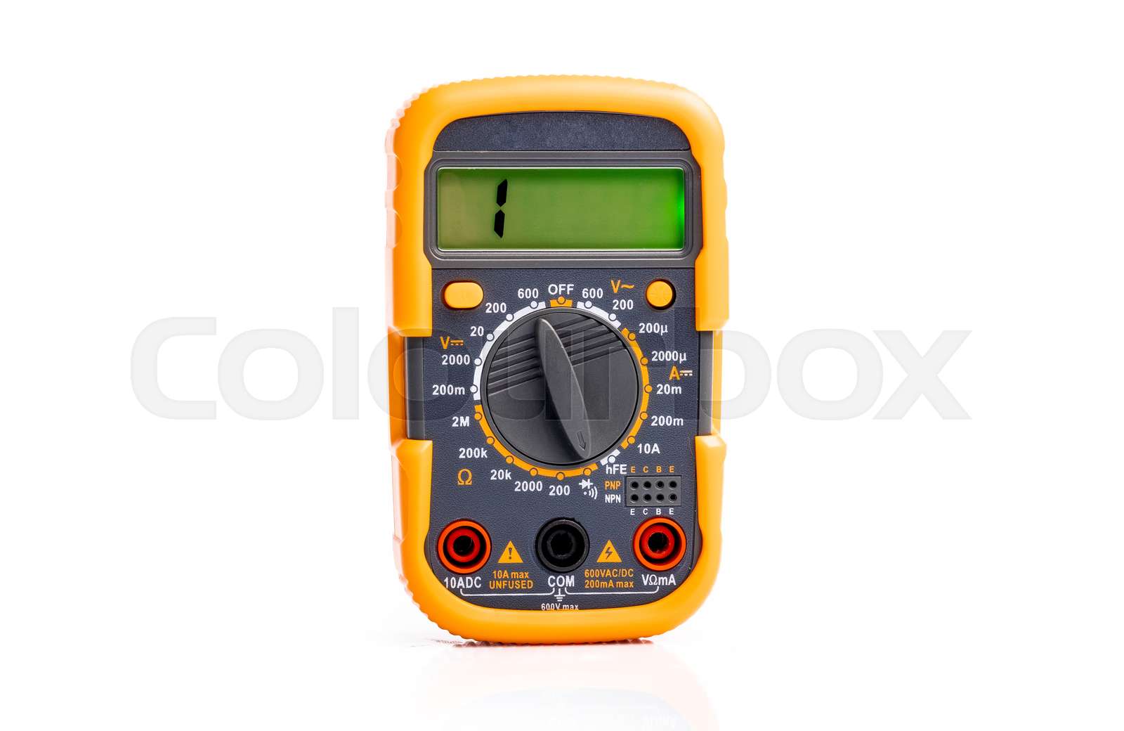 Yellow digital multimeter isolated | Stock image | Colourbox