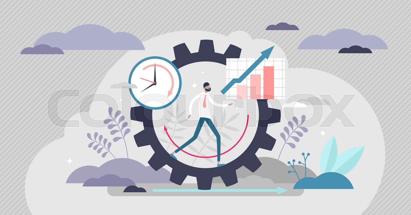 Productivity vector illustration. Job performance flat tiny persons ...