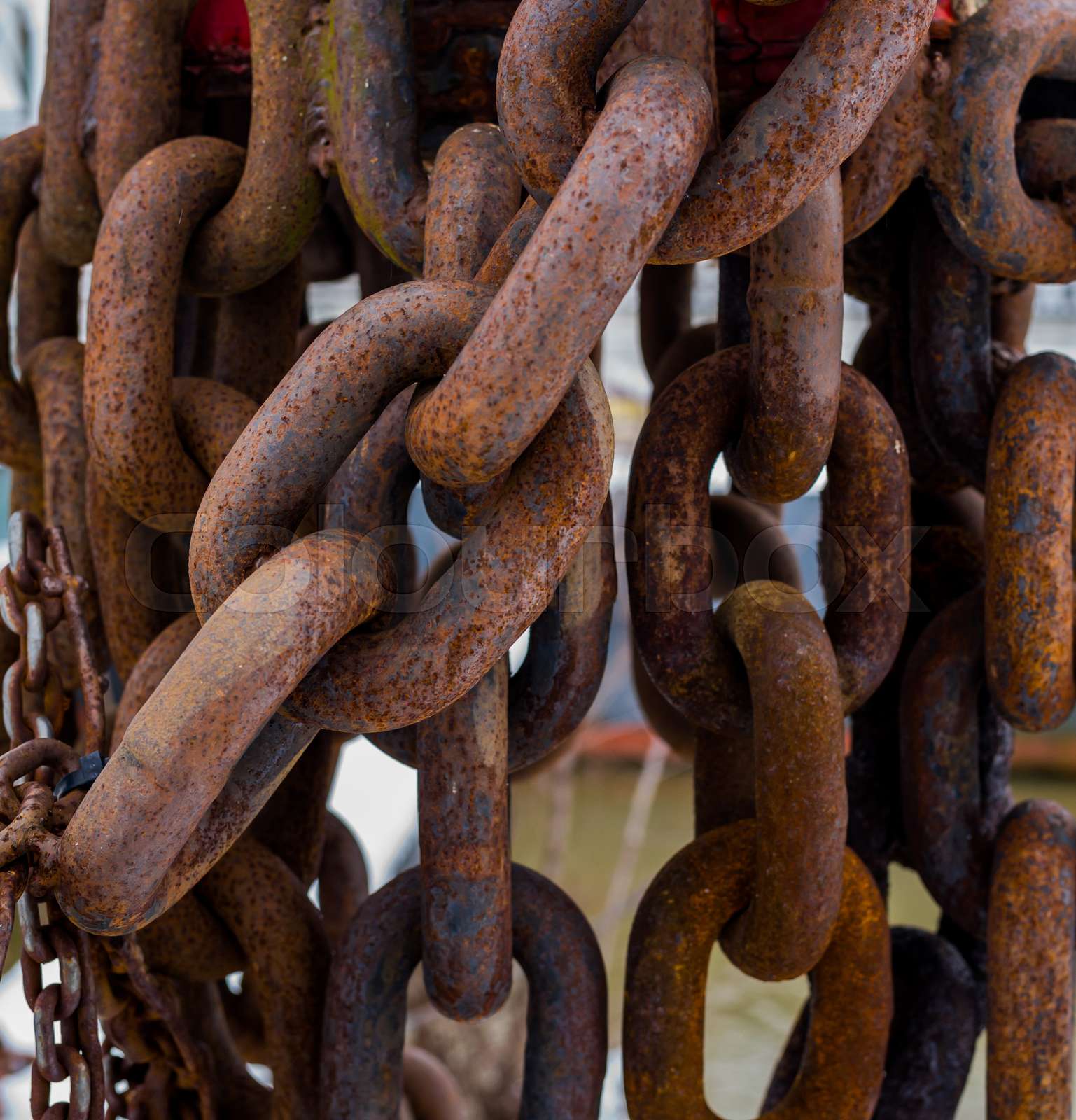 rusted iron chain on a harbour | Stock image | Colourbox