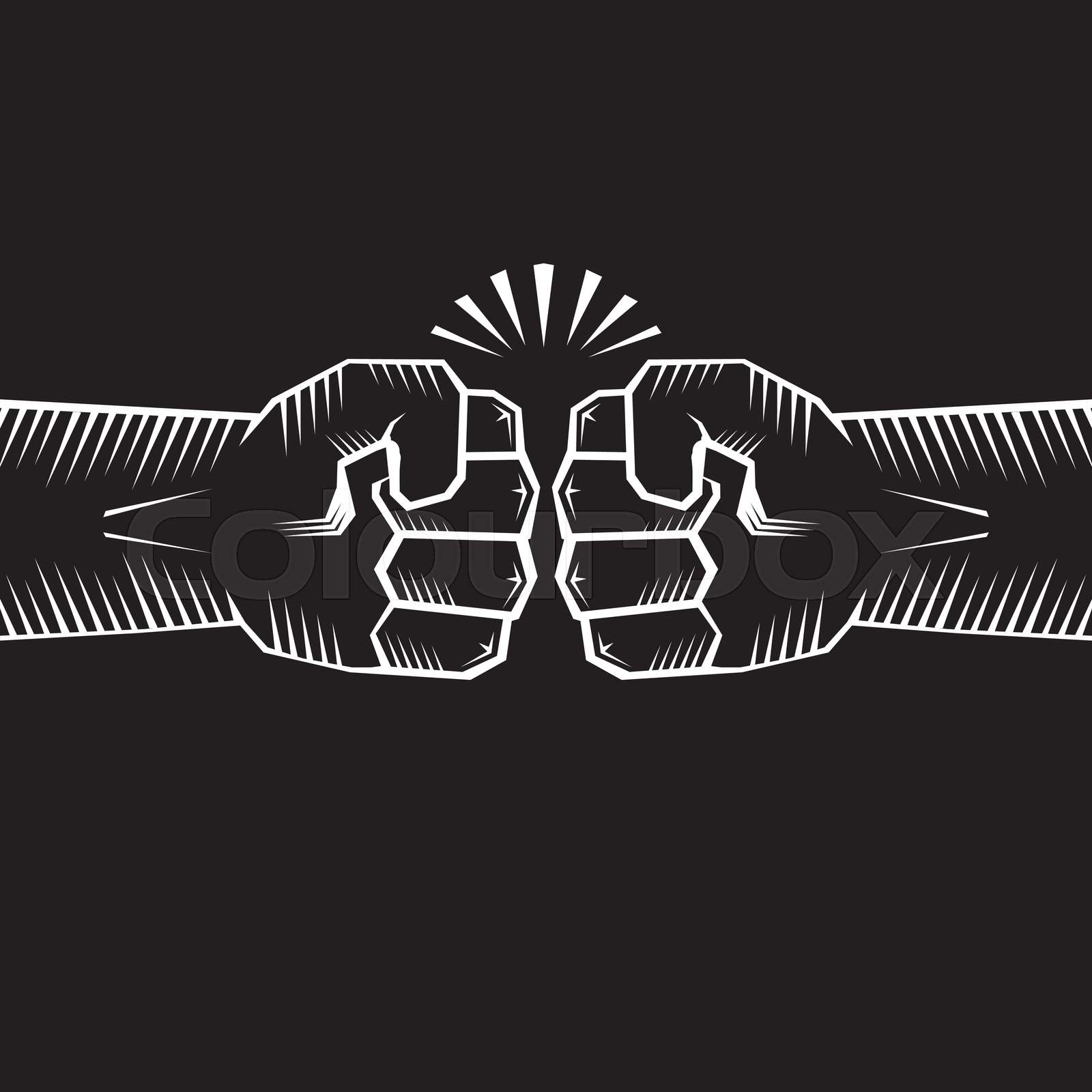 Two Clenched Fists Bumping Conflict Protest Brotherhood Or Clash