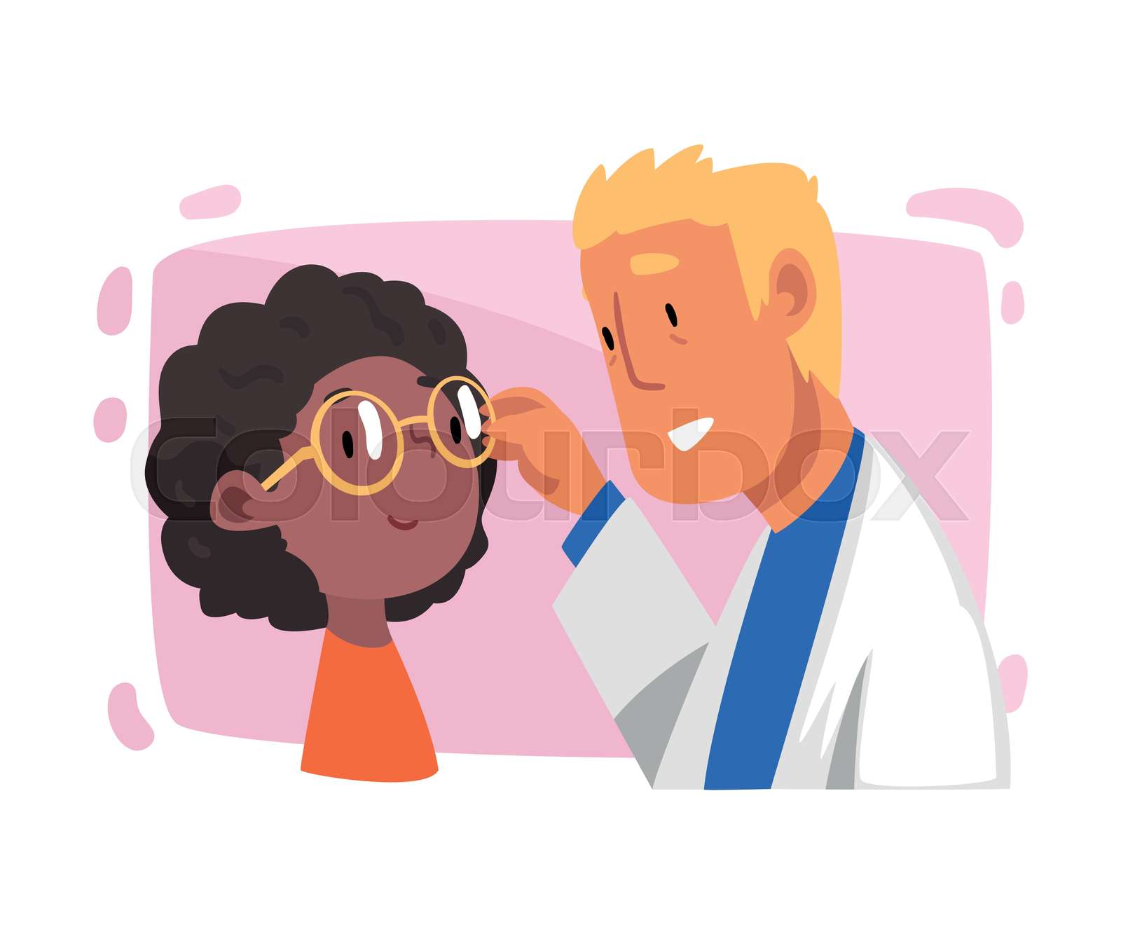 Male Ophthalmologist Doctor Choosing Glasses fo Girl, Ophthalmology ...